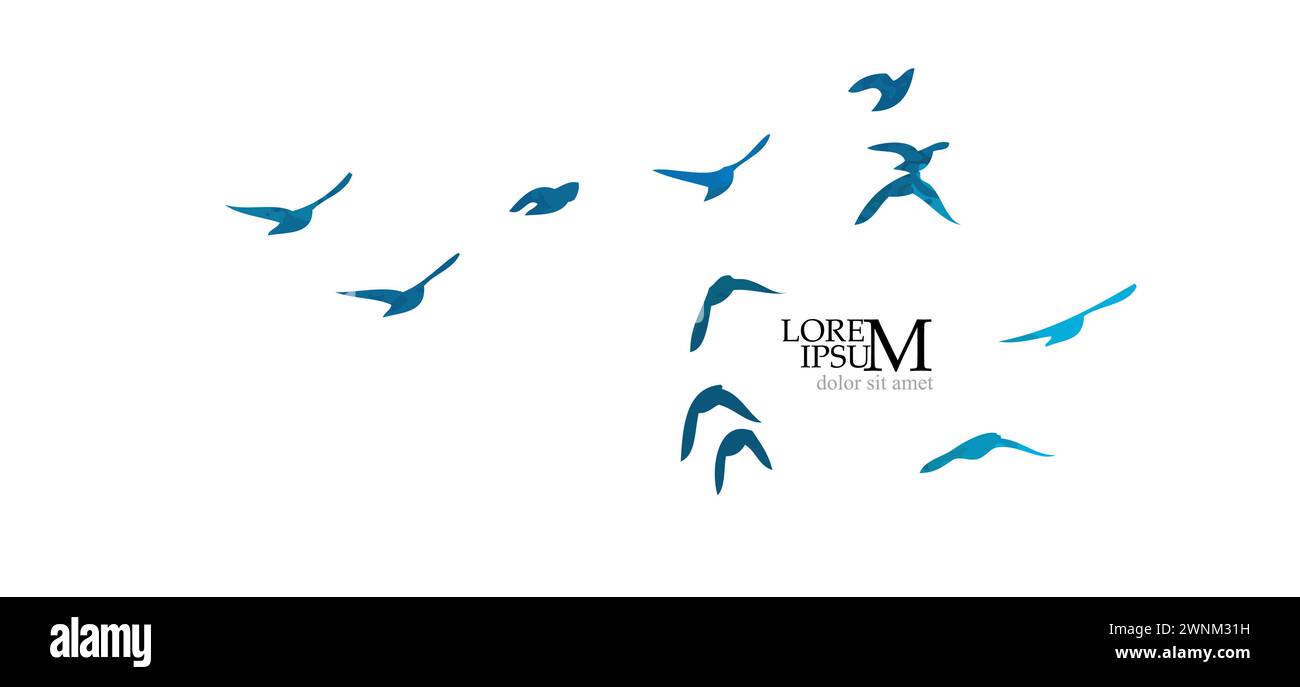 A flock of blue watercolor flying birds. hand drawing. Not AI, Free ...
