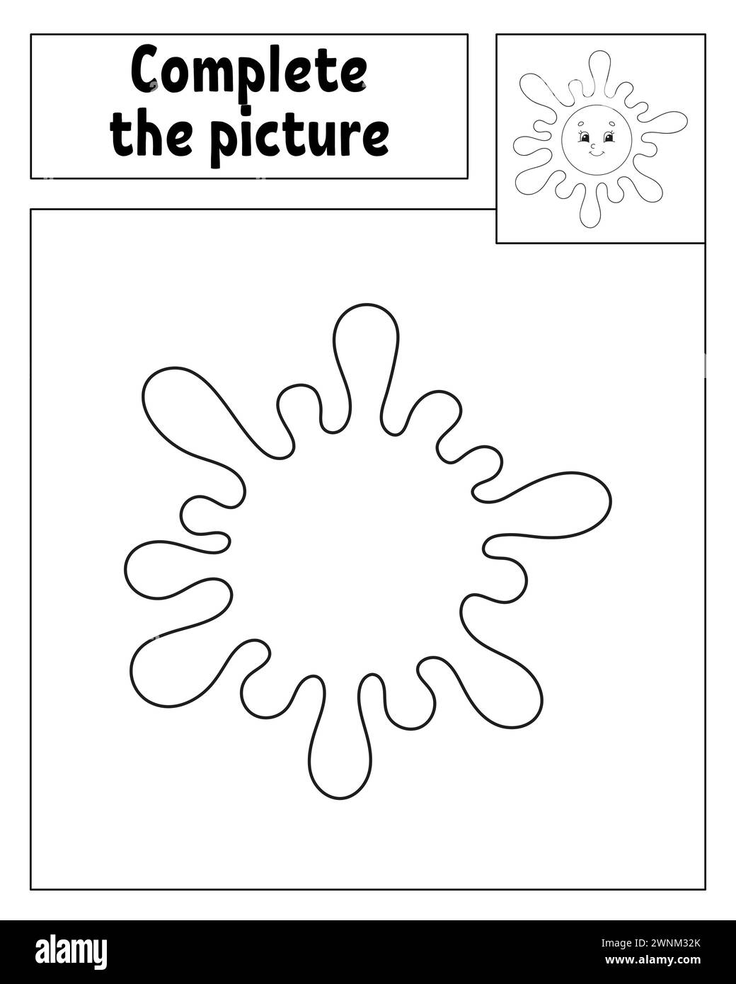 Complete the picture. Coloring page for kids. Vector illustration Stock ...