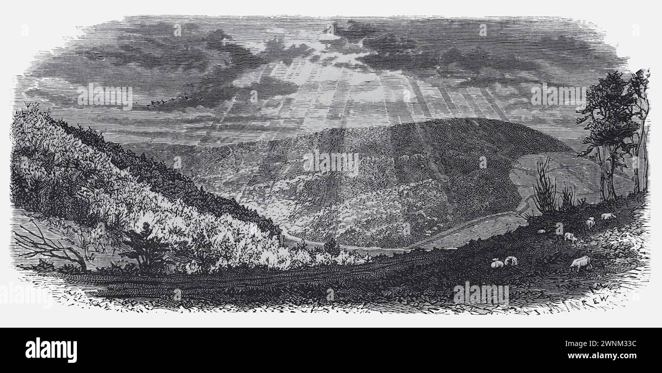 Mary Knoll Valley, near Ludlow in the 19th century; Black and white ...