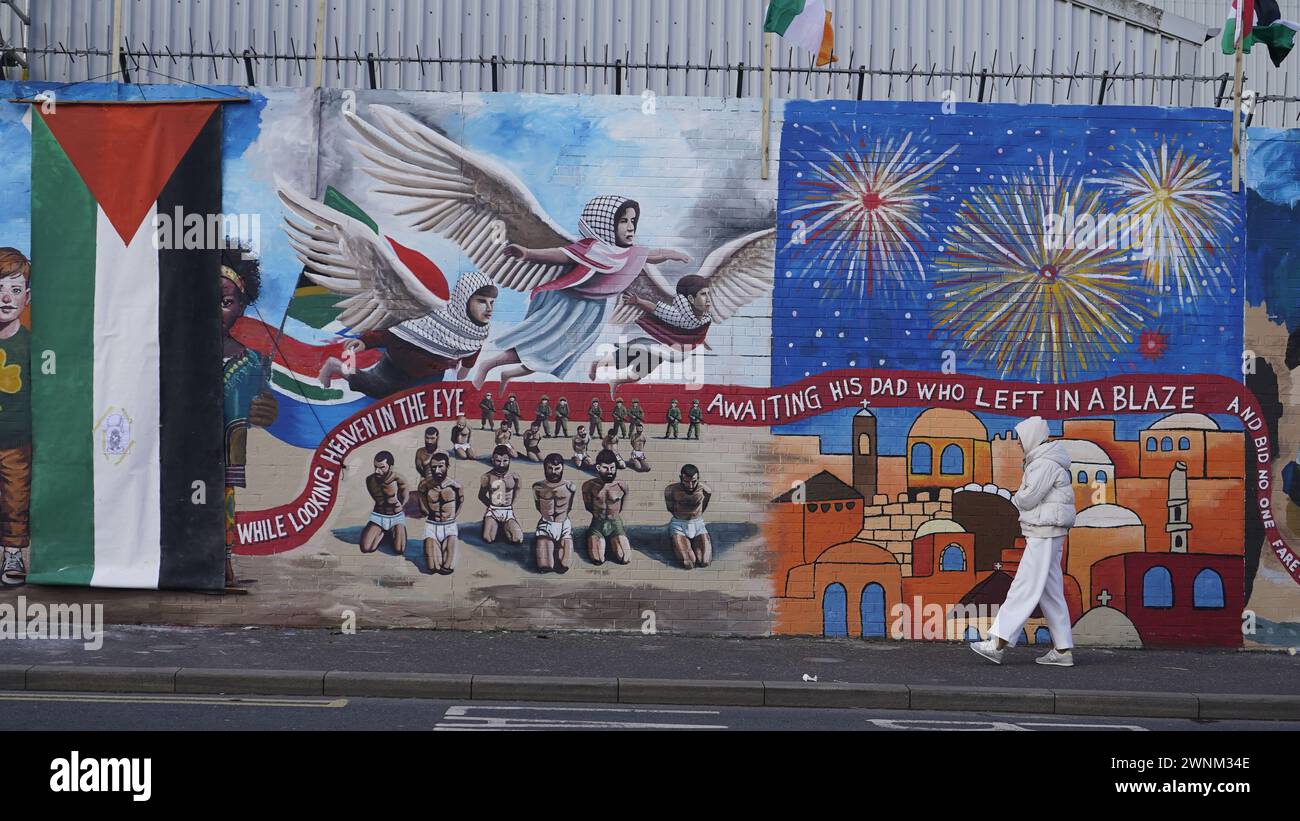 People at the unveiling of the International Wall in Belfast after it ...