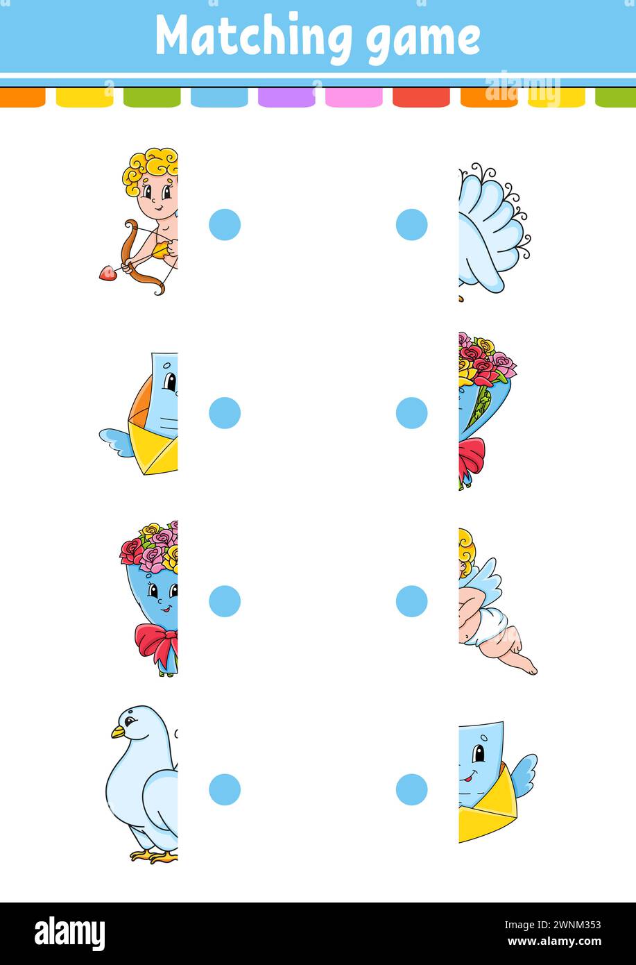 Matching game. Draw a line. Education developing worksheet. Activity ...