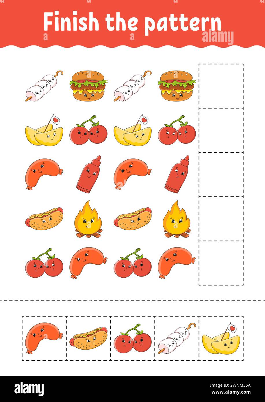 Finish the pattern. Cut and play. Education developing worksheet ...