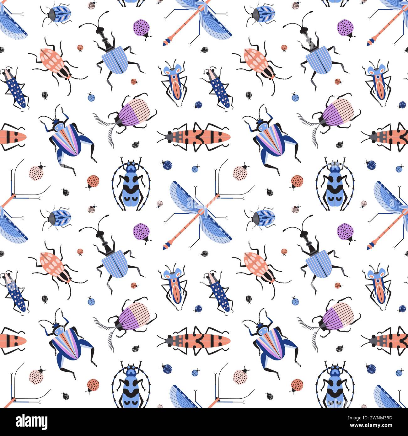 Exotic Retro Beetles and Bugs Pattern Stock Vector Image & Art - Alamy