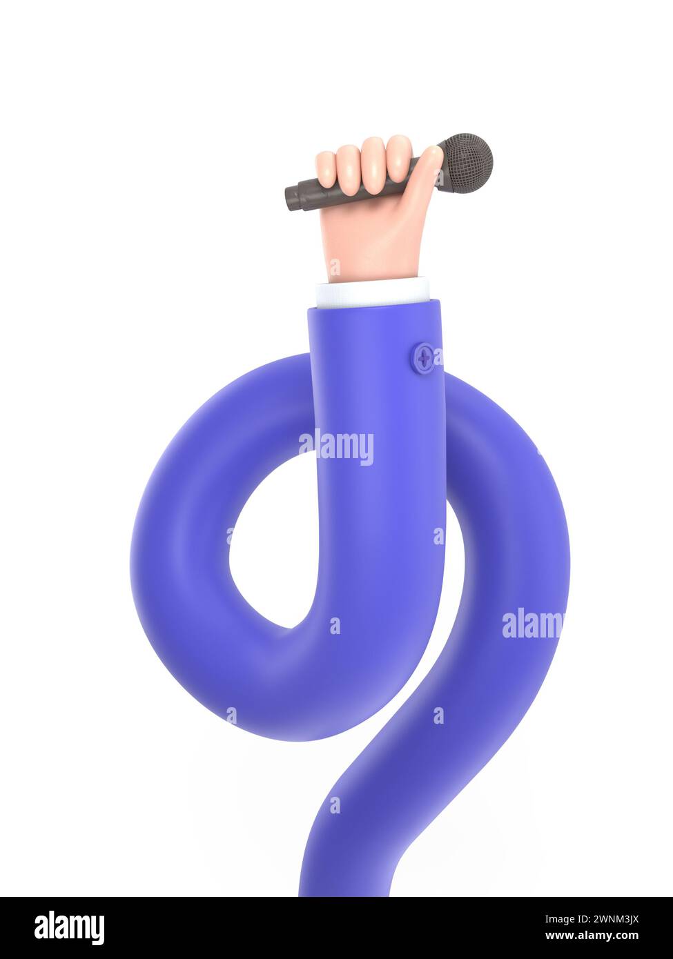 Cartoon Gesture Icon Mockup.Cartoon hand holding microphone.3D ...