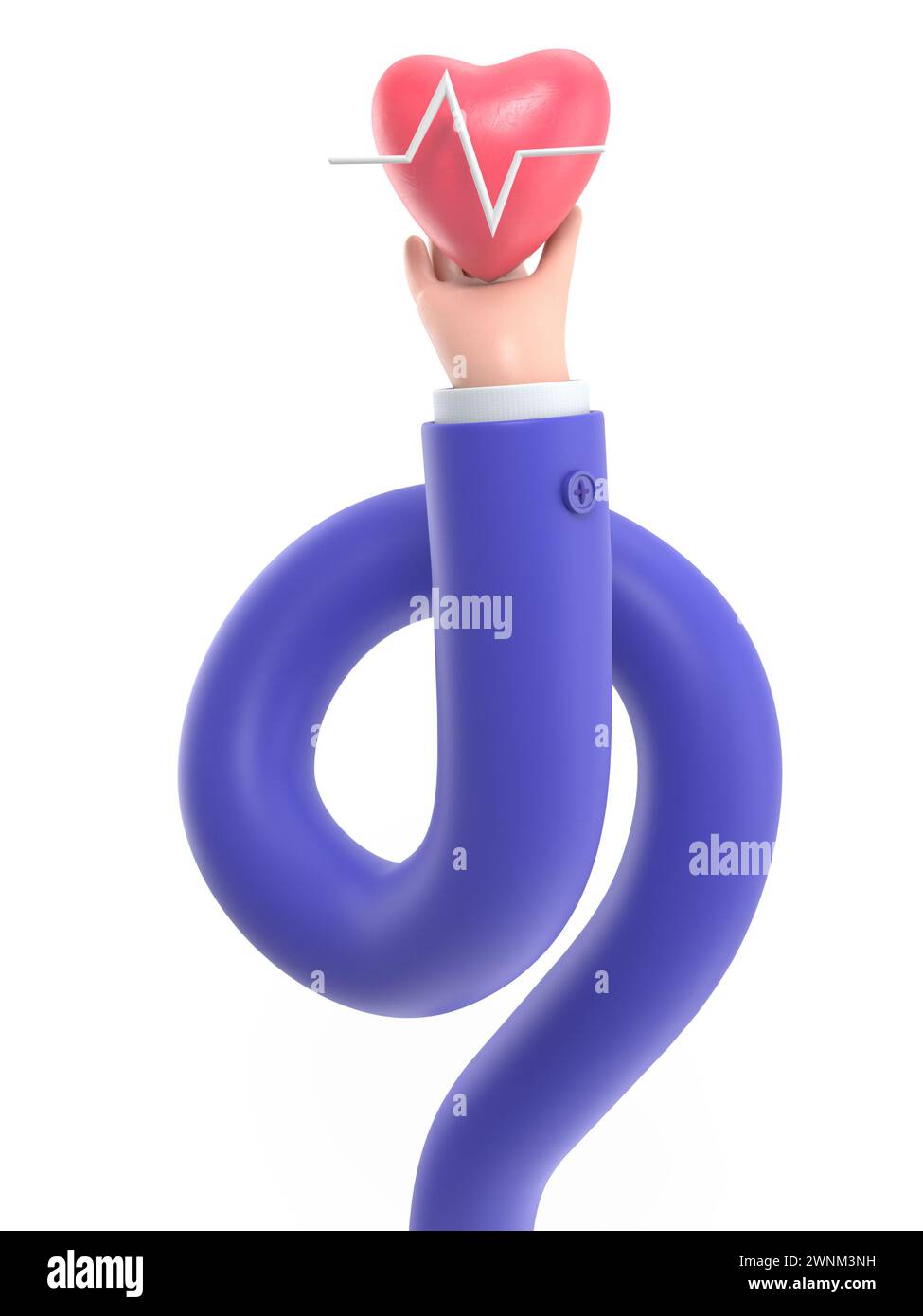 3d render. Medical heart rate icon. Doctor or cardiologist cartoon hand ...