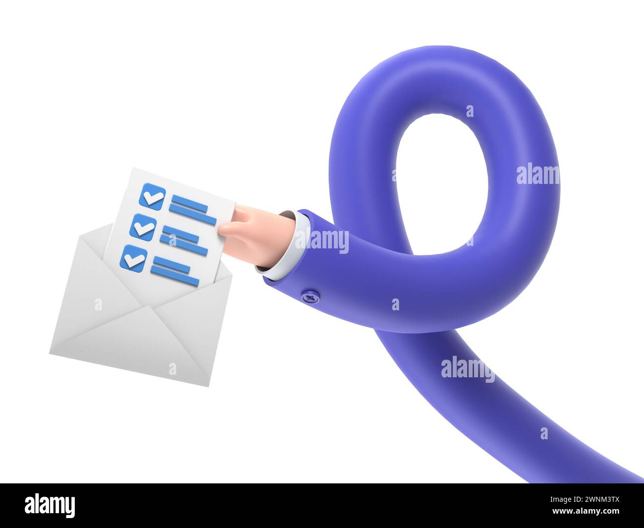 3d mail envelope icon with task management todo check list in hand ...