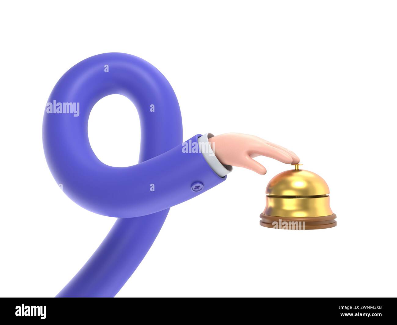 Male hand pressing service bell. Service bell,flat design style. 3d ...