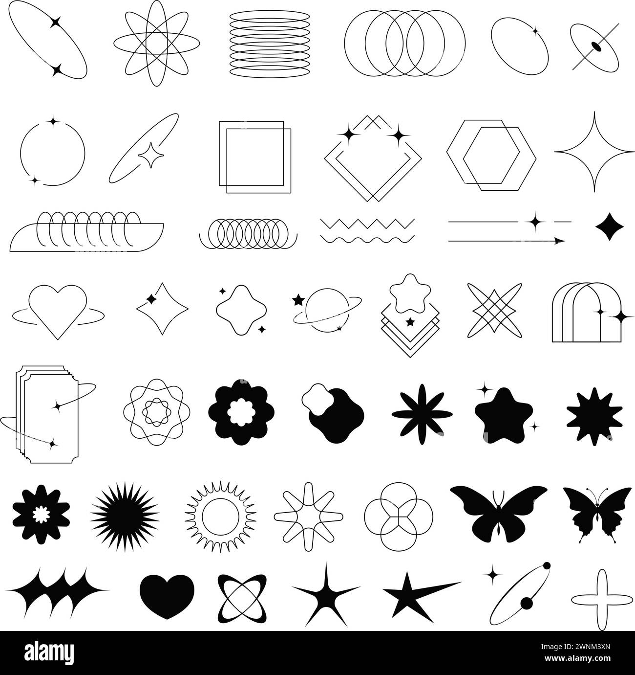 Linear and arch frames with stars, geometric forms Stock Vector Image ...