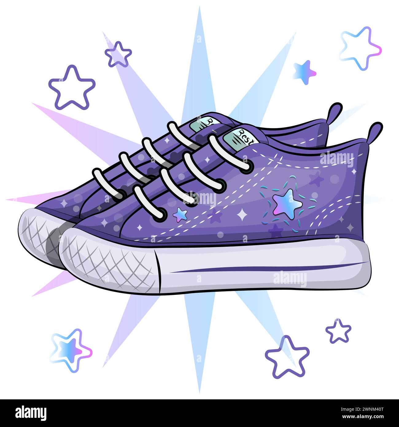 A cute cartoon sneakers. Vector illustration on white background with ...