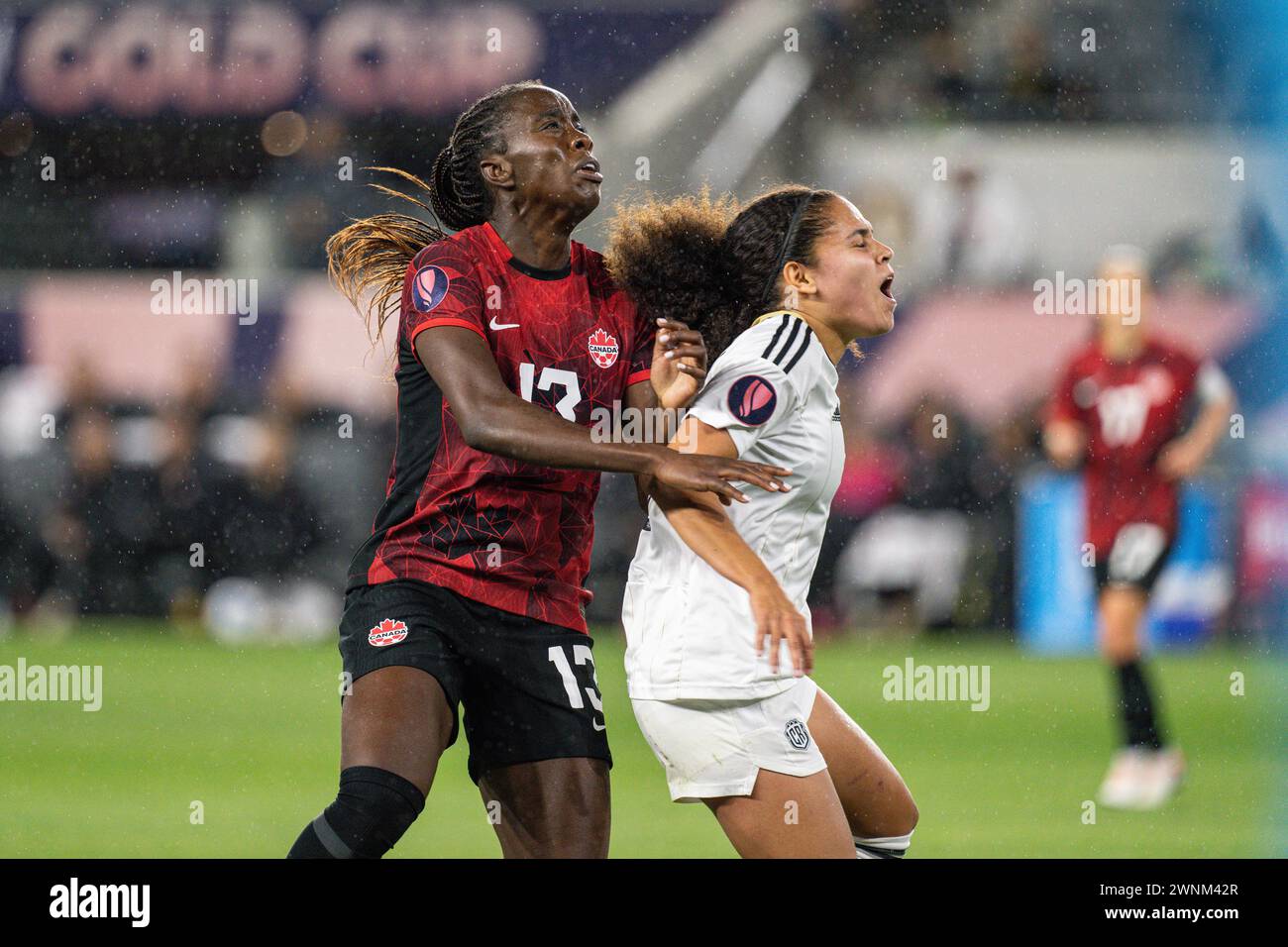 Canada midfielder Simi Awujo (13) fouls Costa Rica midfielder Alexandra ...