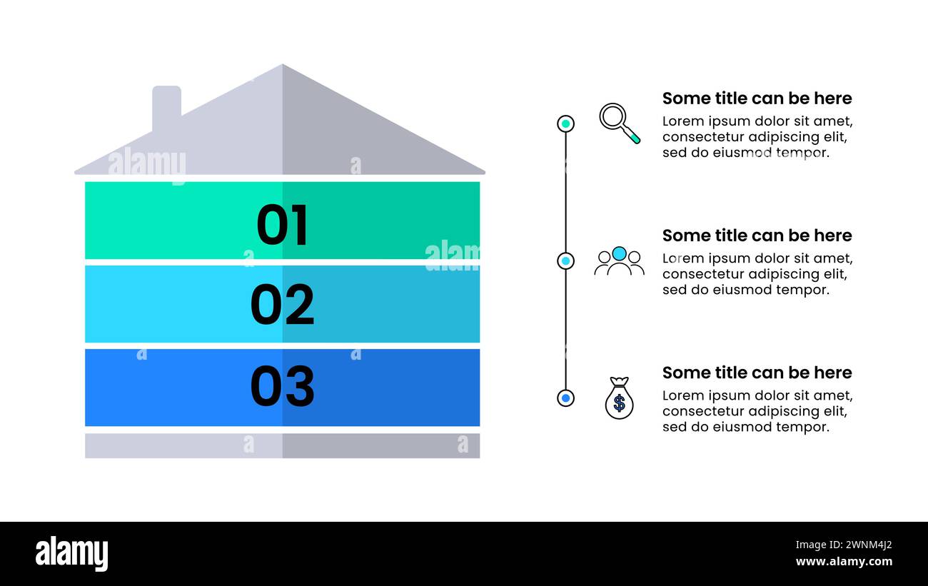 Infographic template with icons and 3 options or steps. House. Can be ...