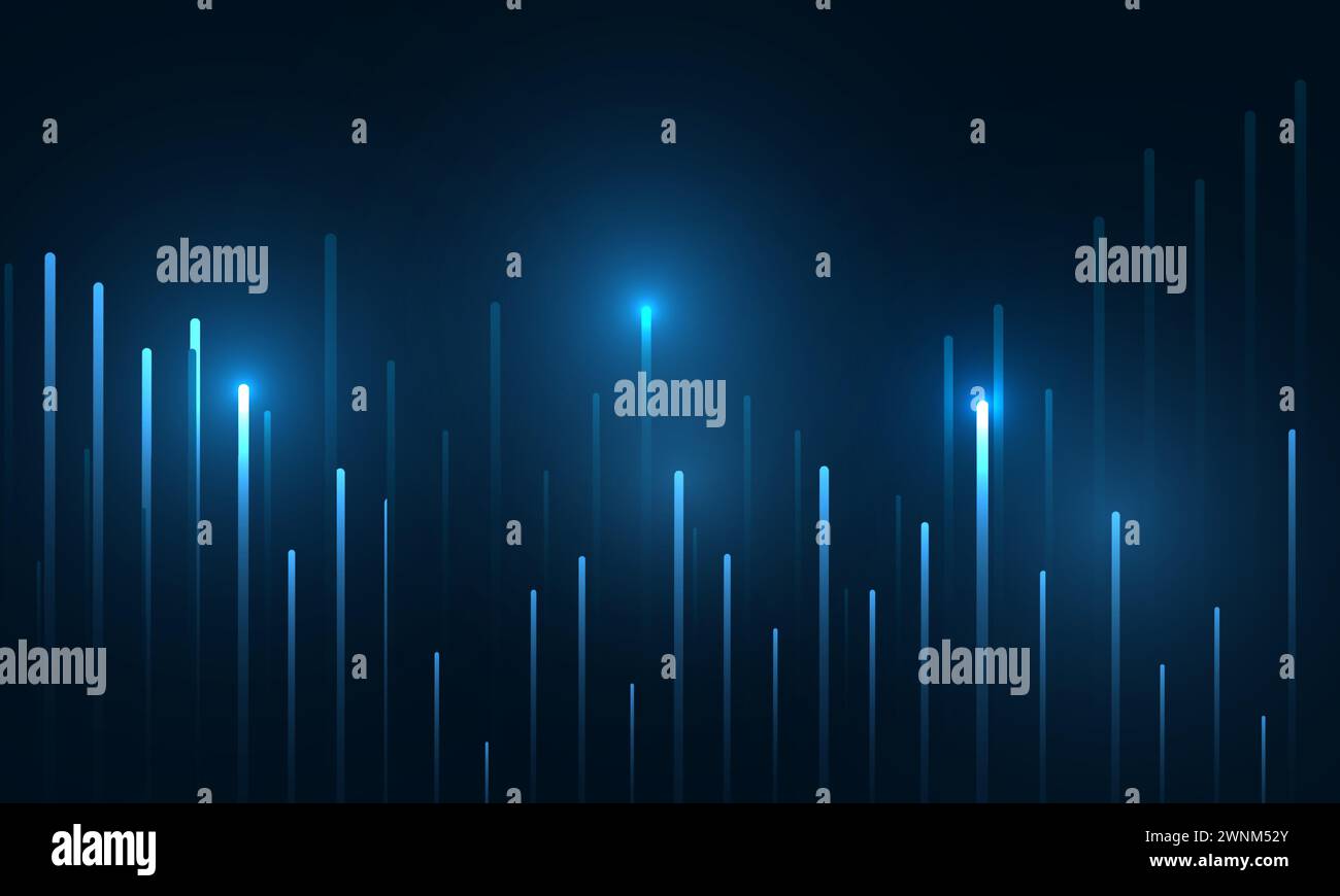 Dark blue abstract technology background with business candle stick ...