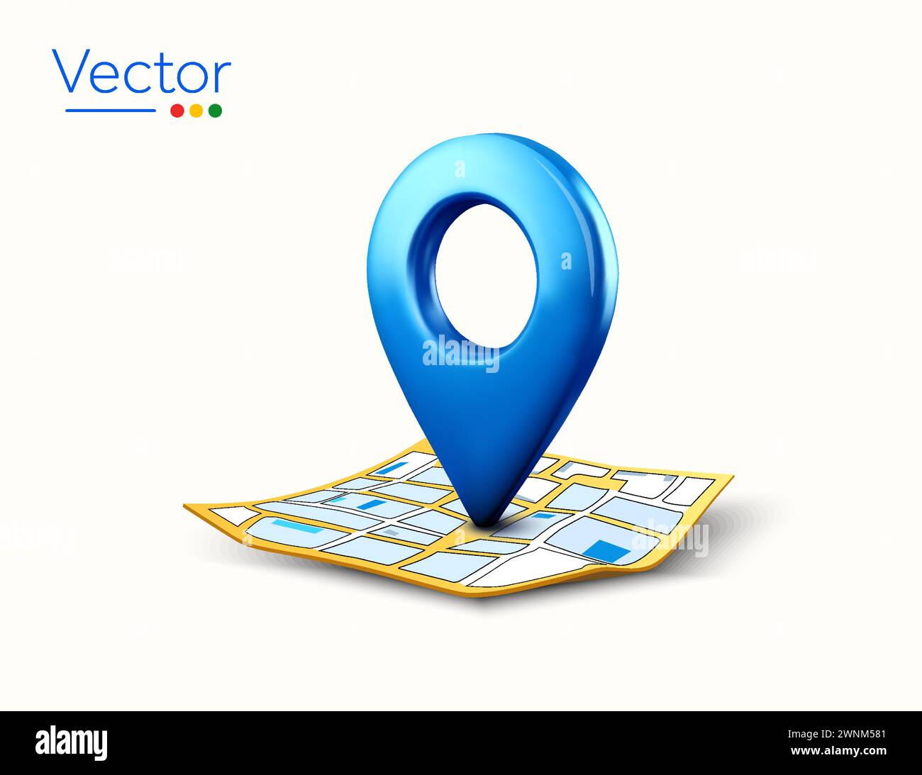 3d rendered map marker isolated on white background. Blue pin or ...