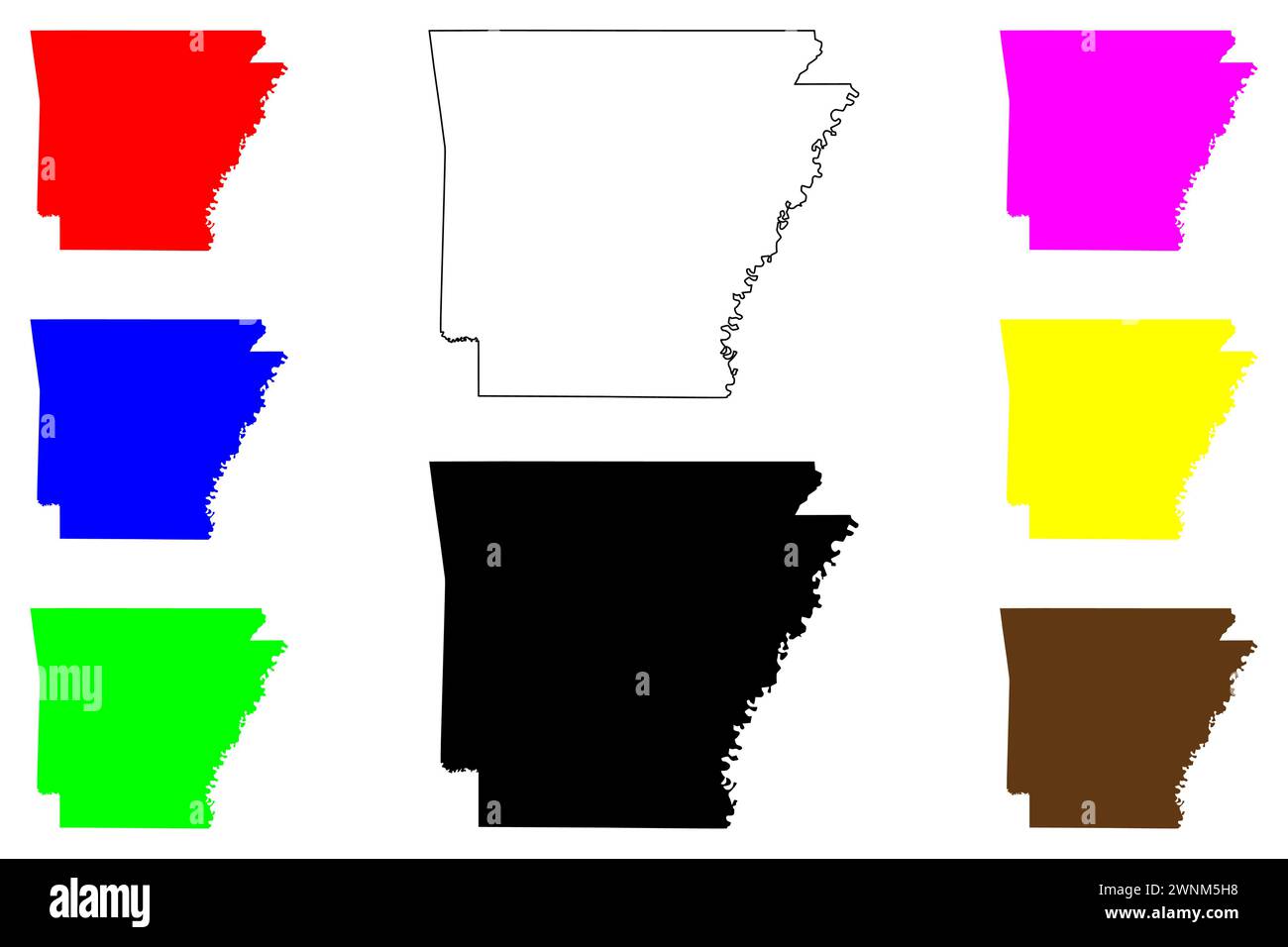 State of Arkansas (United States of America, USA or U.S.A.) silhouette ...