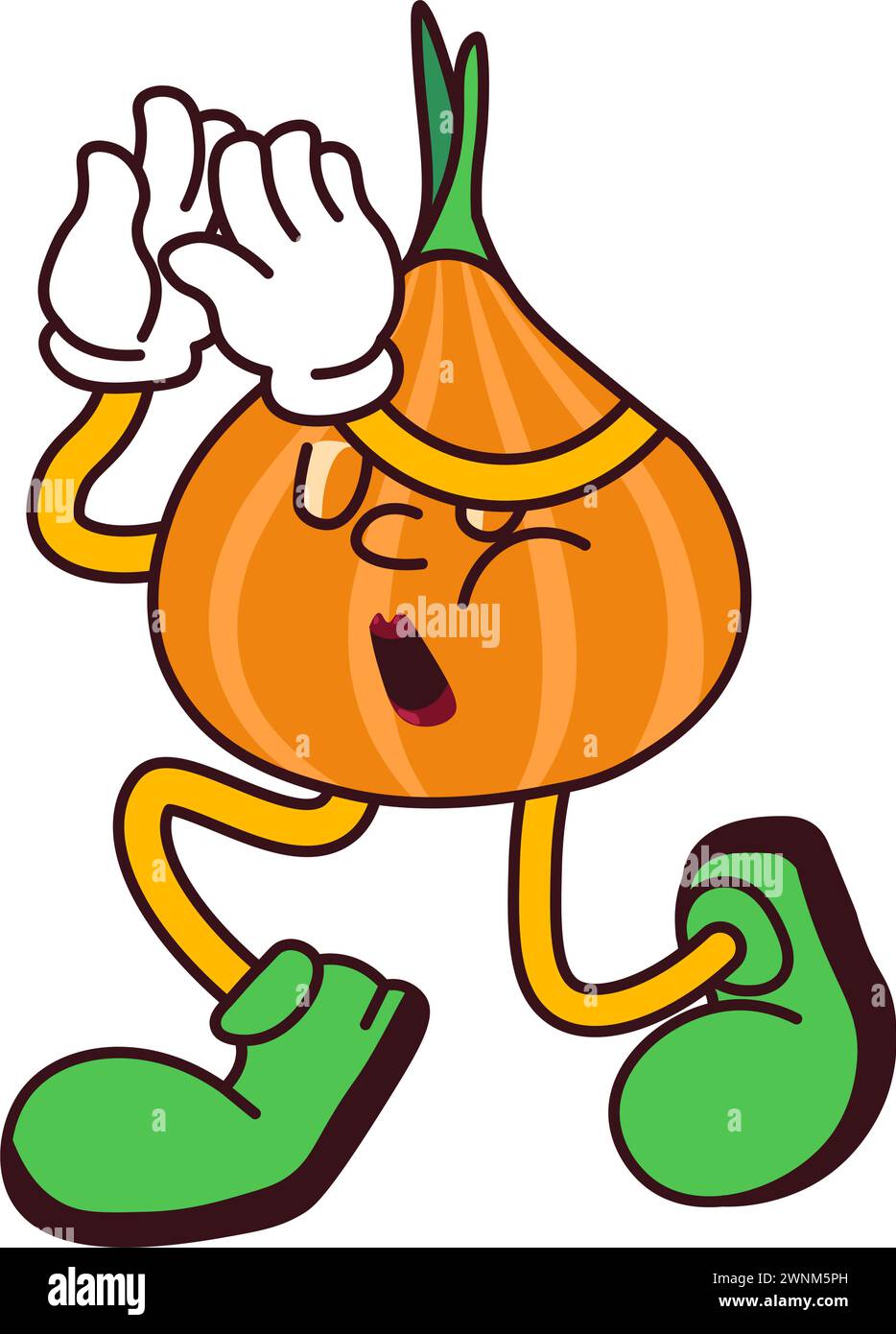 Cartoon character in form of onion, funny emoticon Stock Vector Image ...
