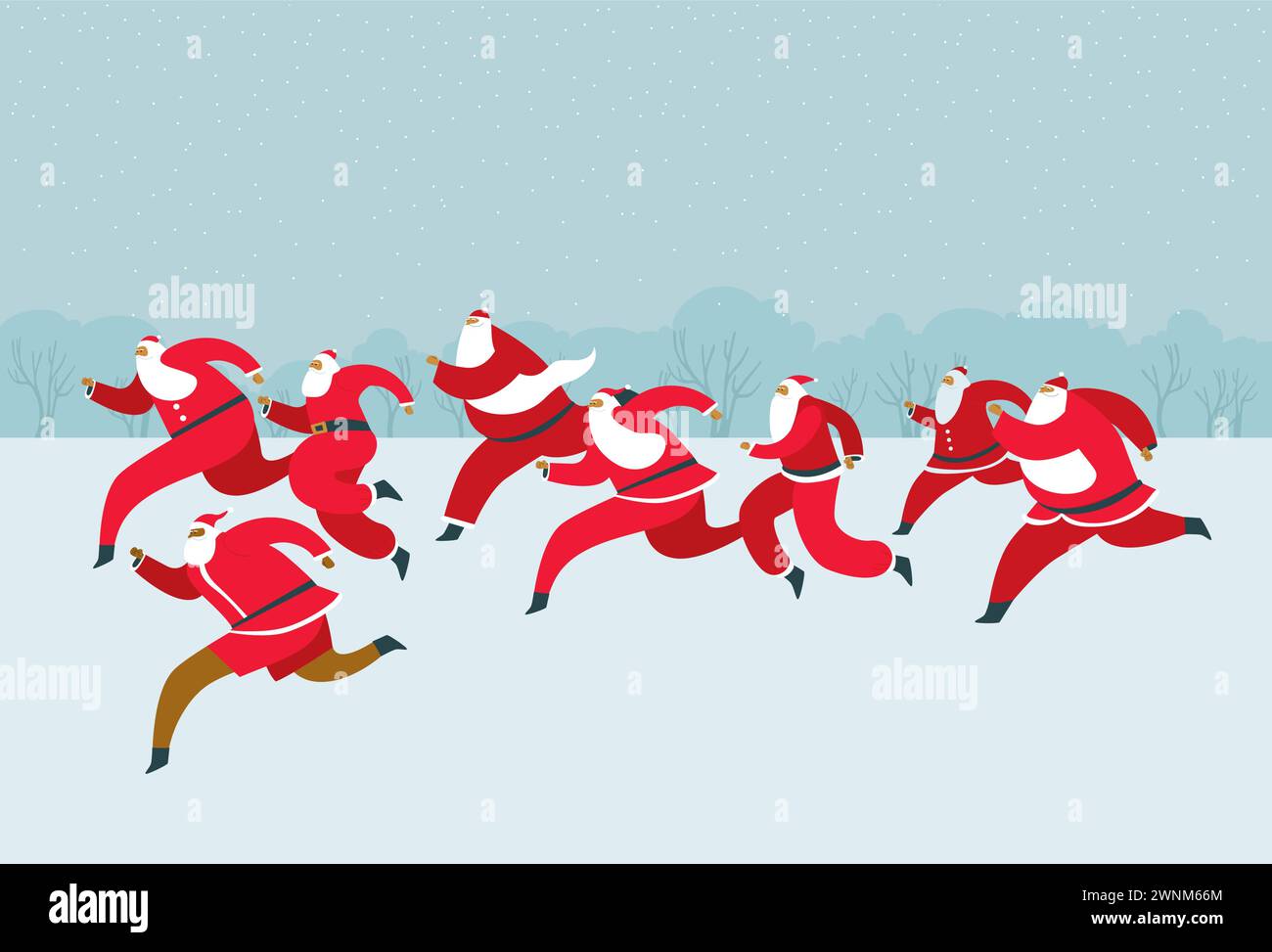 Santa fun run. Traditional charity race wearing Santa Claus costumes ...