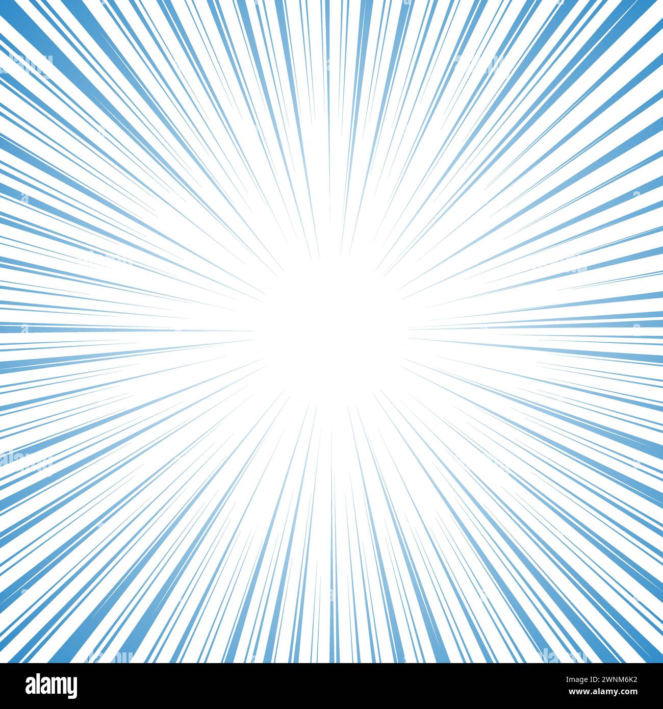 Blue and white radial speed oncoming lines. Abstract background with ...