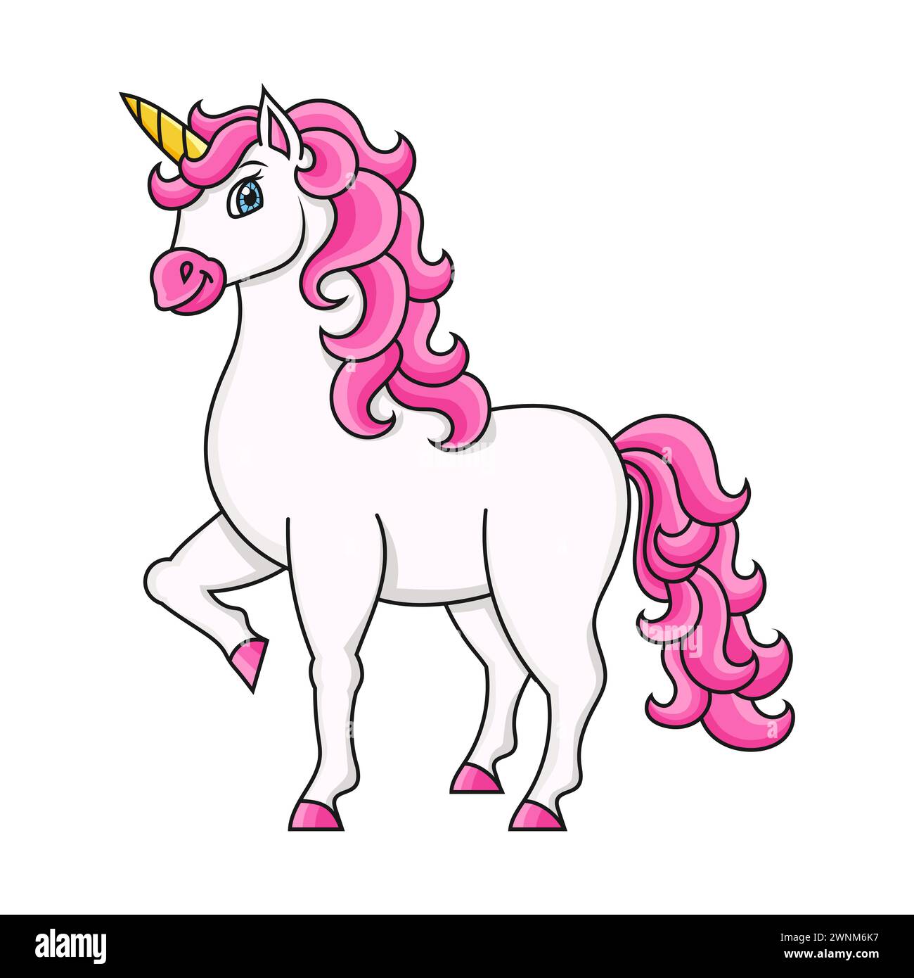 Cute unicorn. Magic fairy horse. Cartoon character. Colorful vector ...
