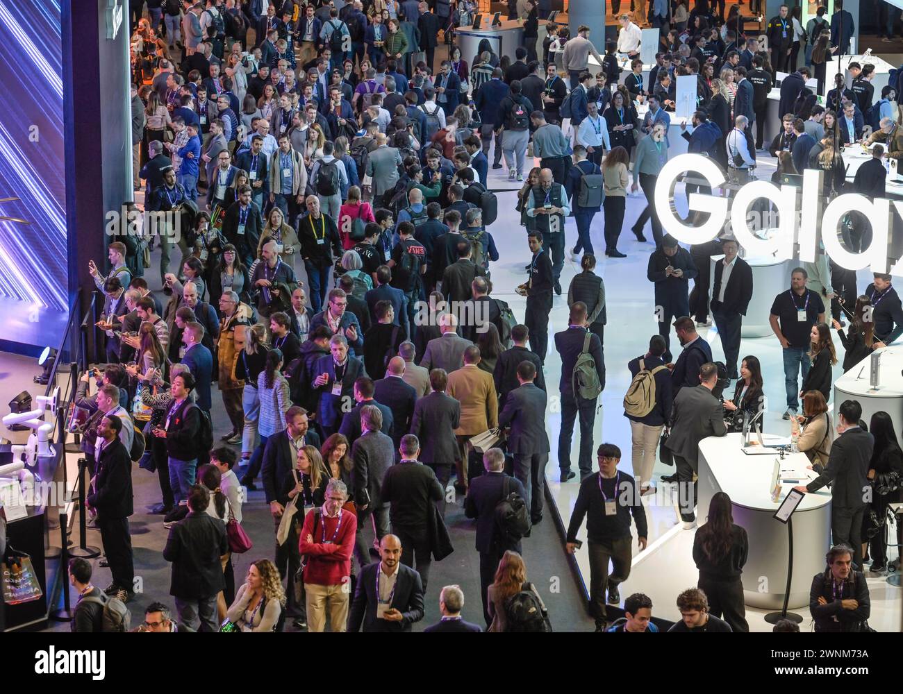 Visitors crowd the MWC Mobile World Congress 2024, Samsung exhibition ...