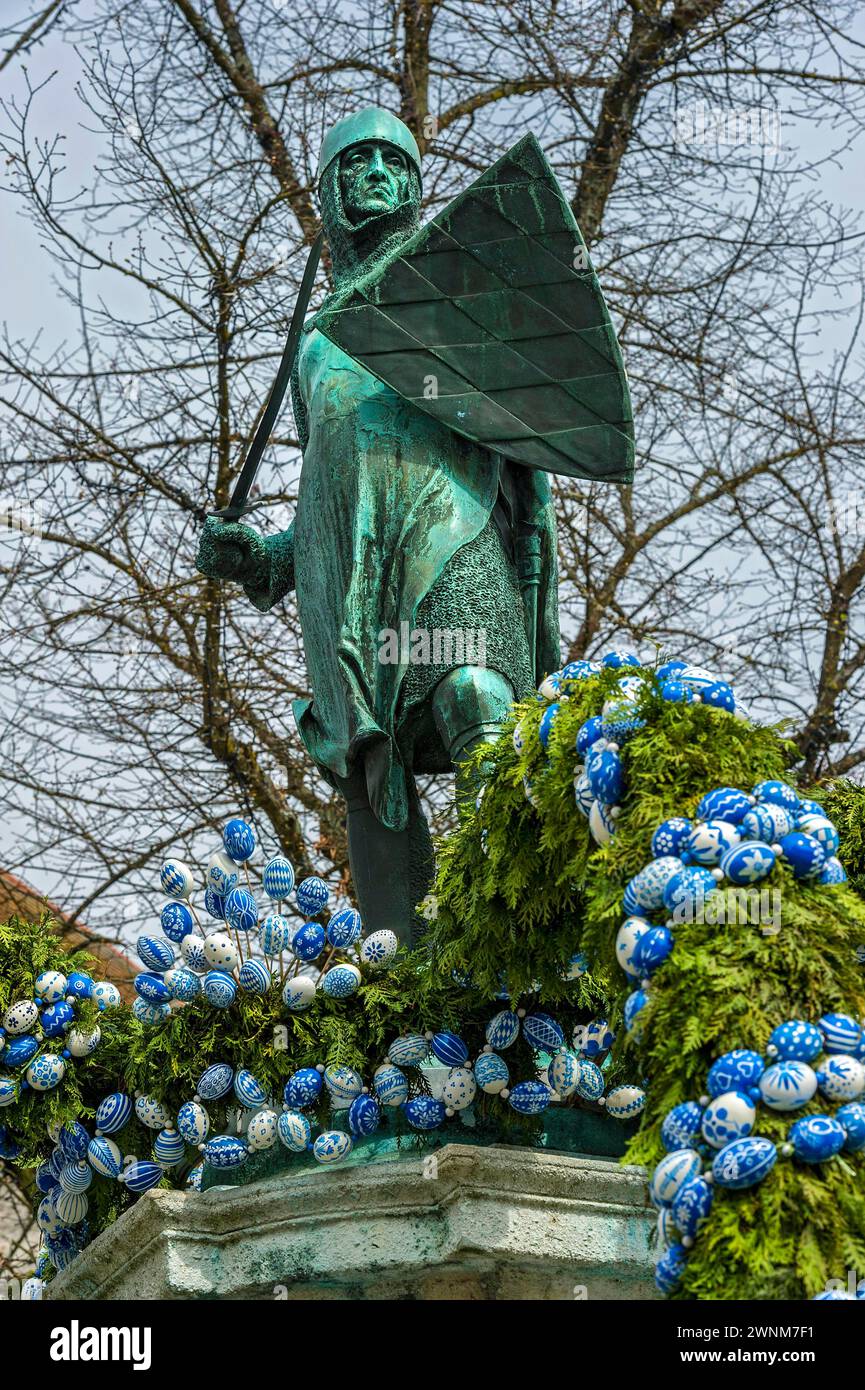 Hand-painted Easter eggs, decorated Easter fountain, Ludwigsbrunnen ...