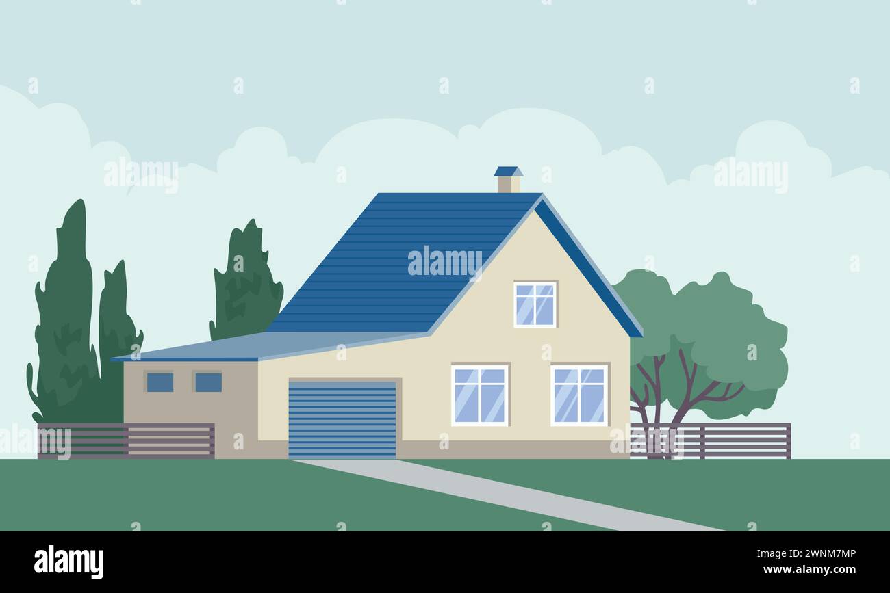 Cottage lawn Stock Vector Images - Alamy