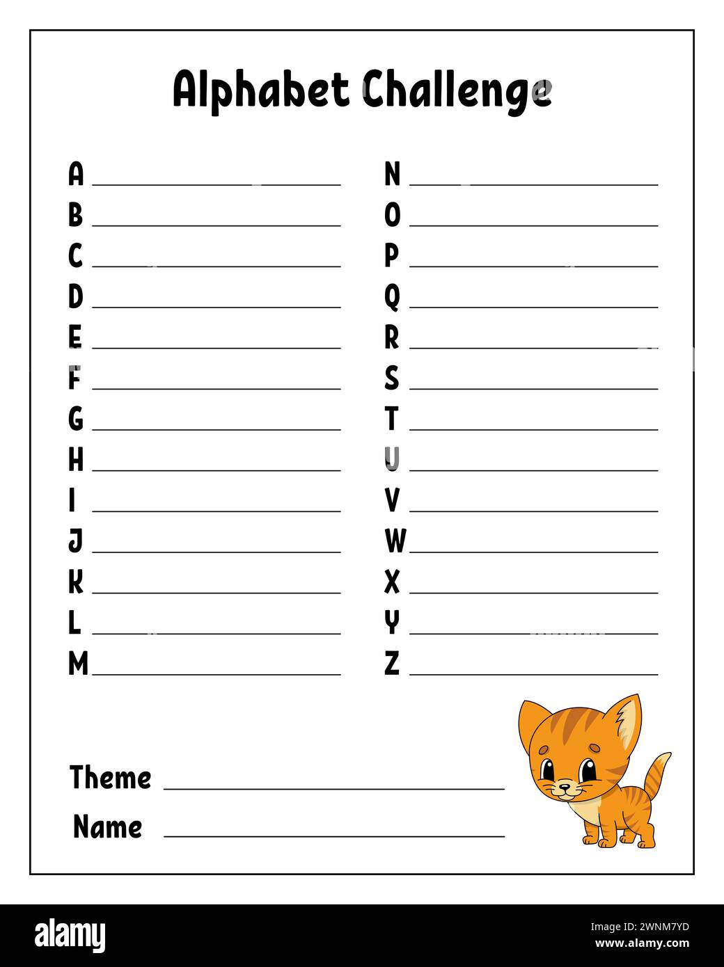 Alphabet challenge. Educational activity worksheet for kids and ...