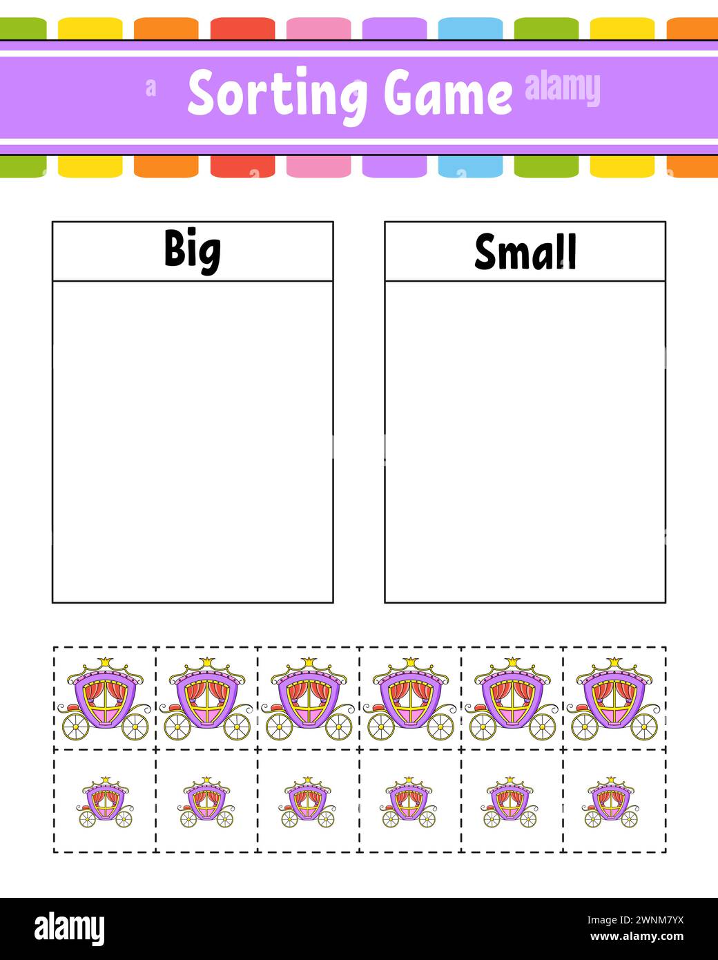 Sorting game for children. Happy characters. Big and small. Education ...