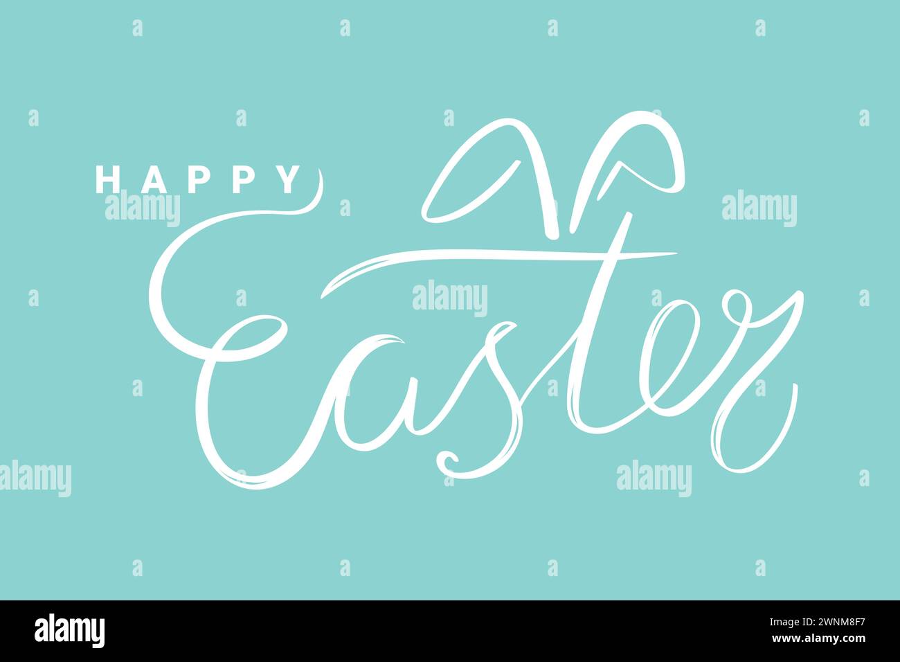 Happy Easter Hand drawn calligraphy and brush lettering. Decorated with ...