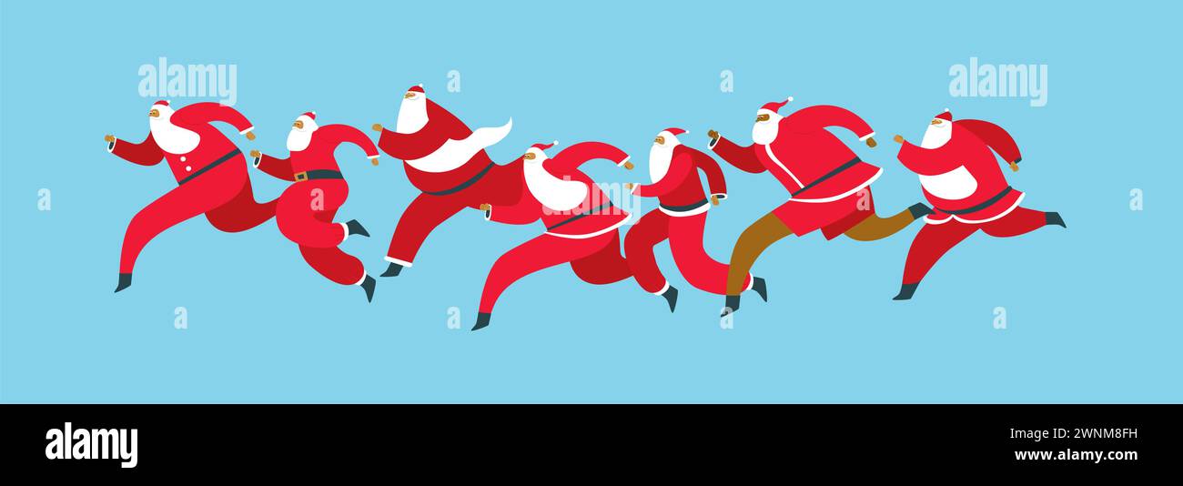 Santa fun run. Traditional charity race wearing Santa Claus costumes ...