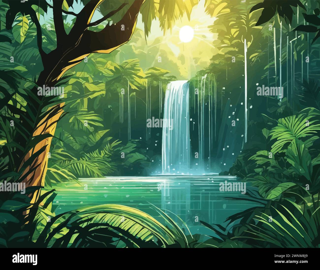 Magical jungle waterfall picture hi-res stock photography and images ...