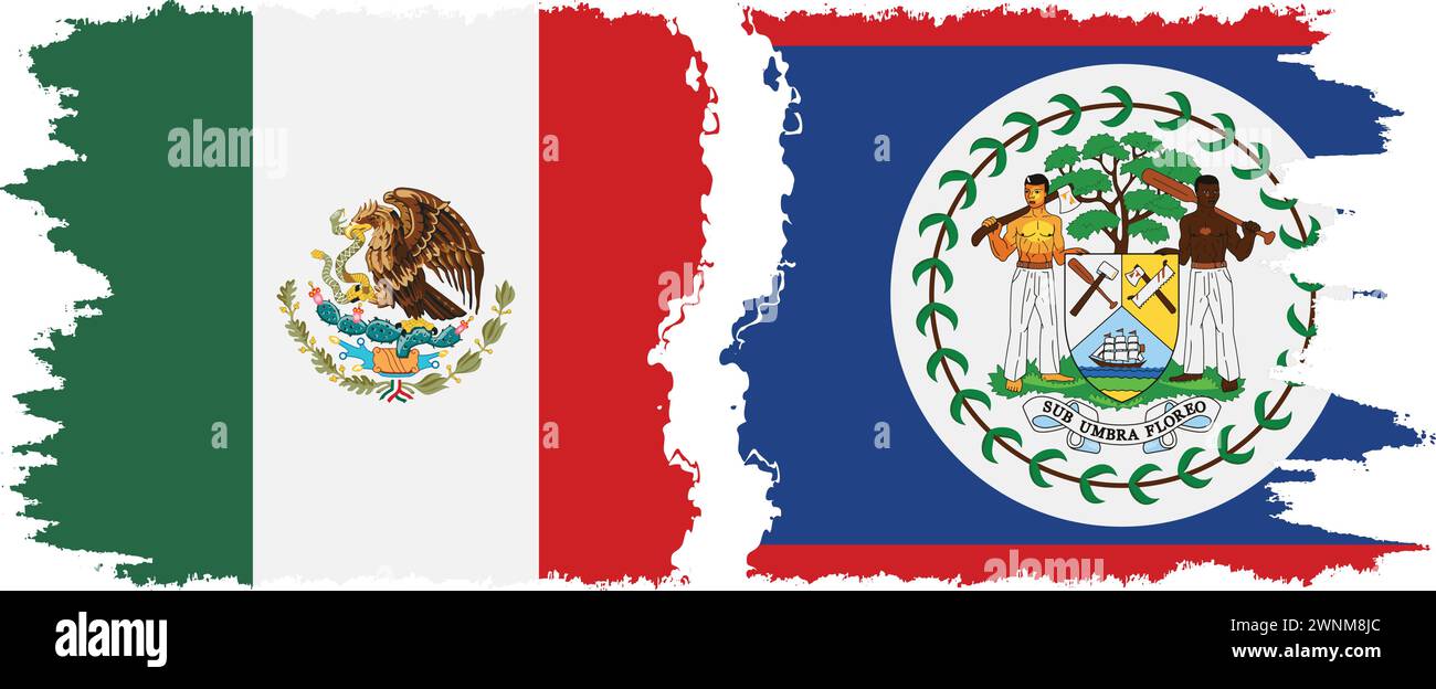 Belize and Mexico grunge flags connection, vector Stock Vector Image ...