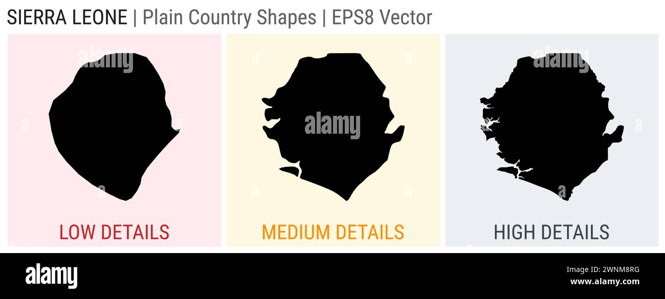 Sierra Leone - plain country shape. Low, medium and high detailed maps ...