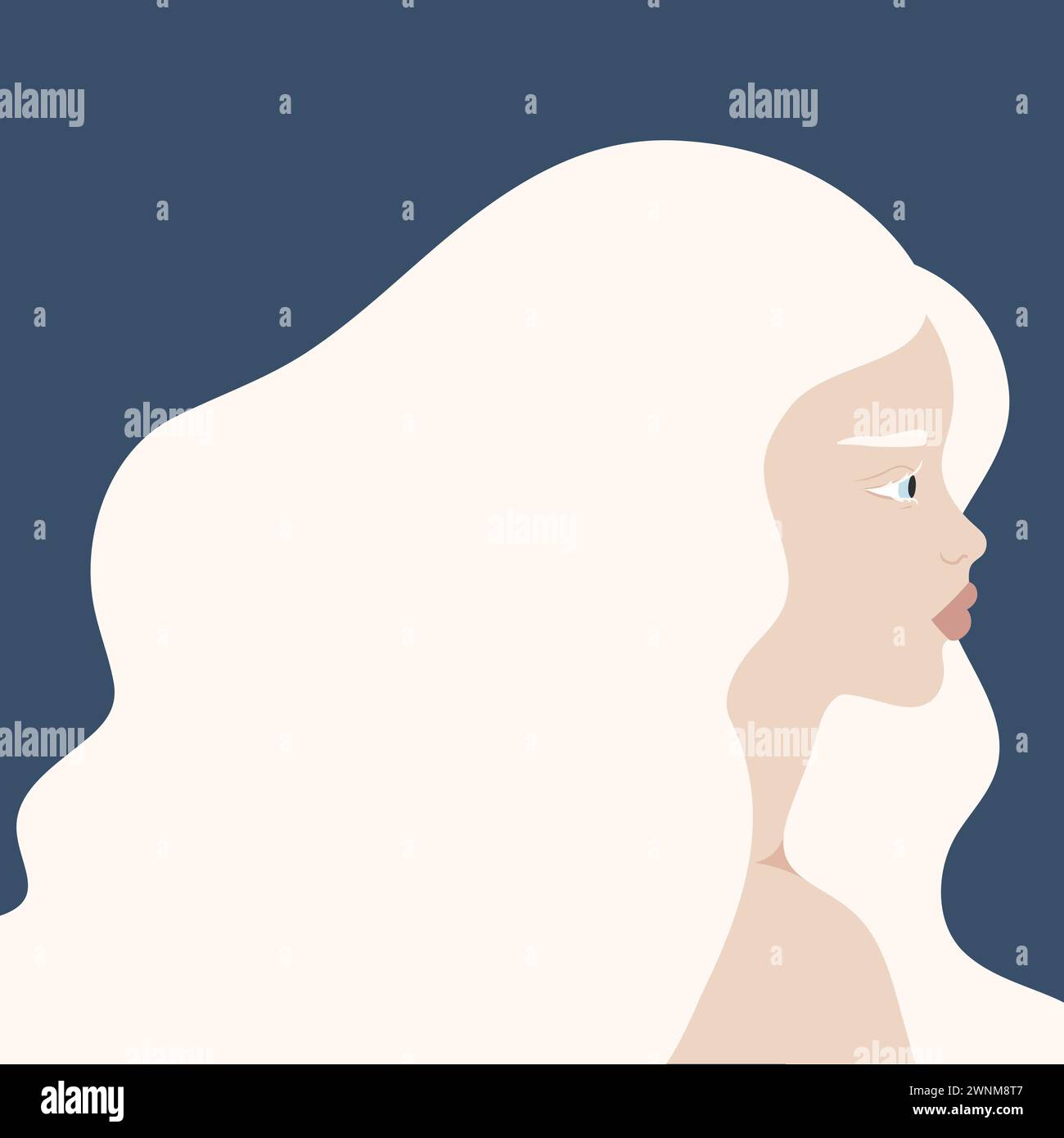 Beautiful Albino woman portrait. Profile of a young female with ...