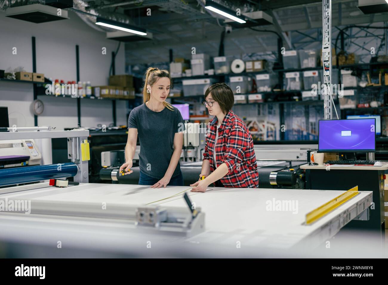Professional female employees working in a printing house Stock Photo ...