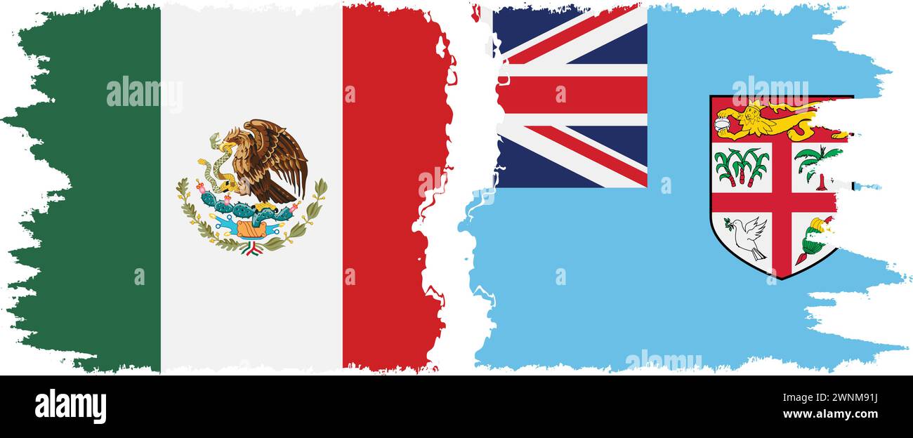 Fiji and Mexico grunge flags connection, vector Stock Vector Image ...