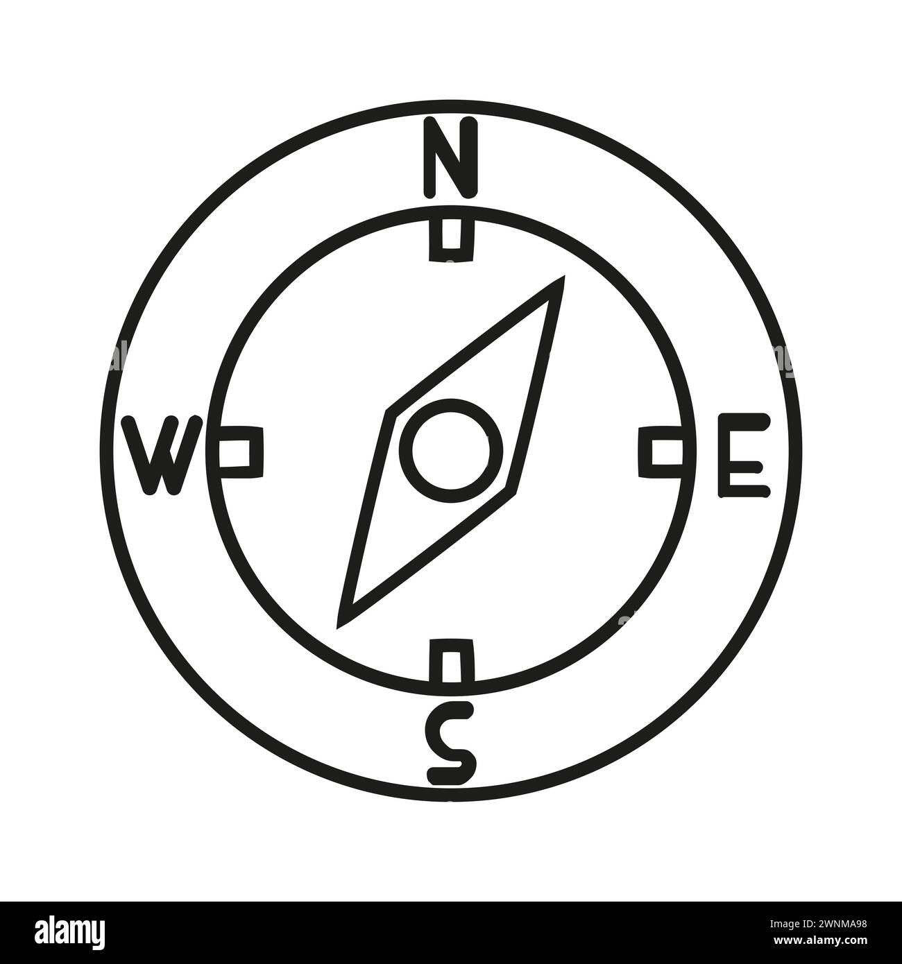 Compass navigation symbol, simple style outline silhouette icon Stock ...