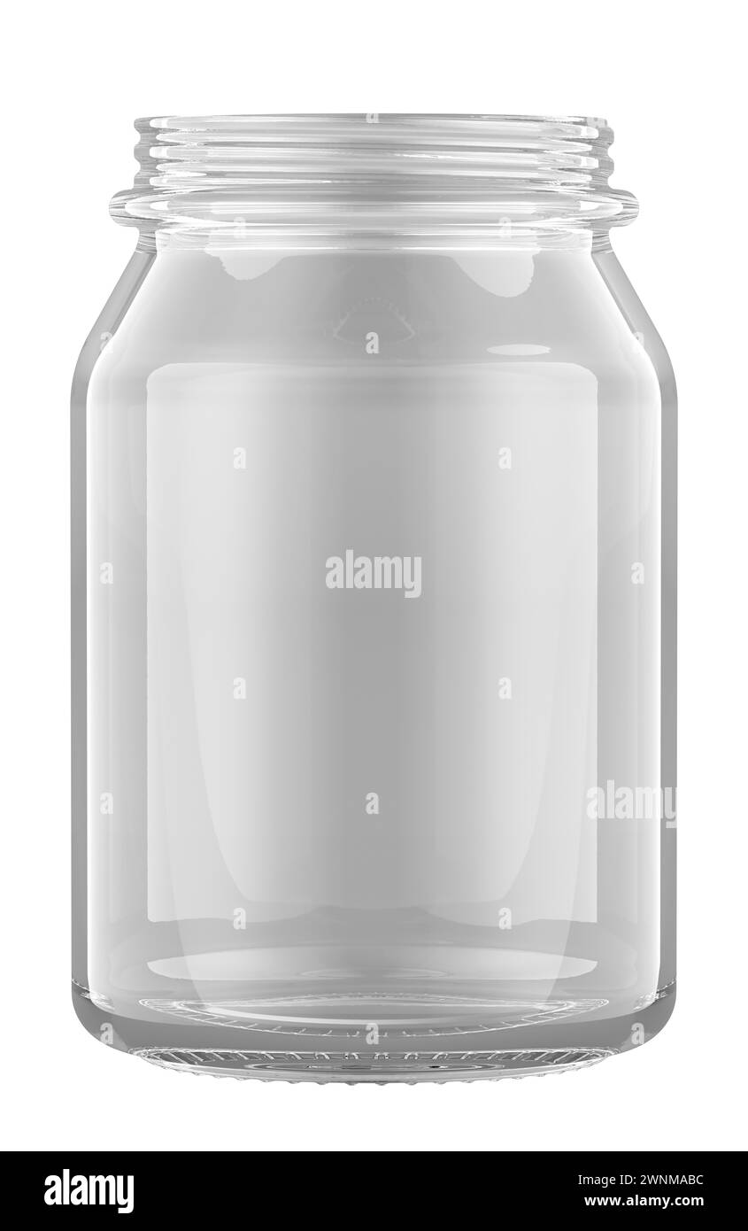 Empty glass jar, 3D rendering isolated on white background Stock Photo ...