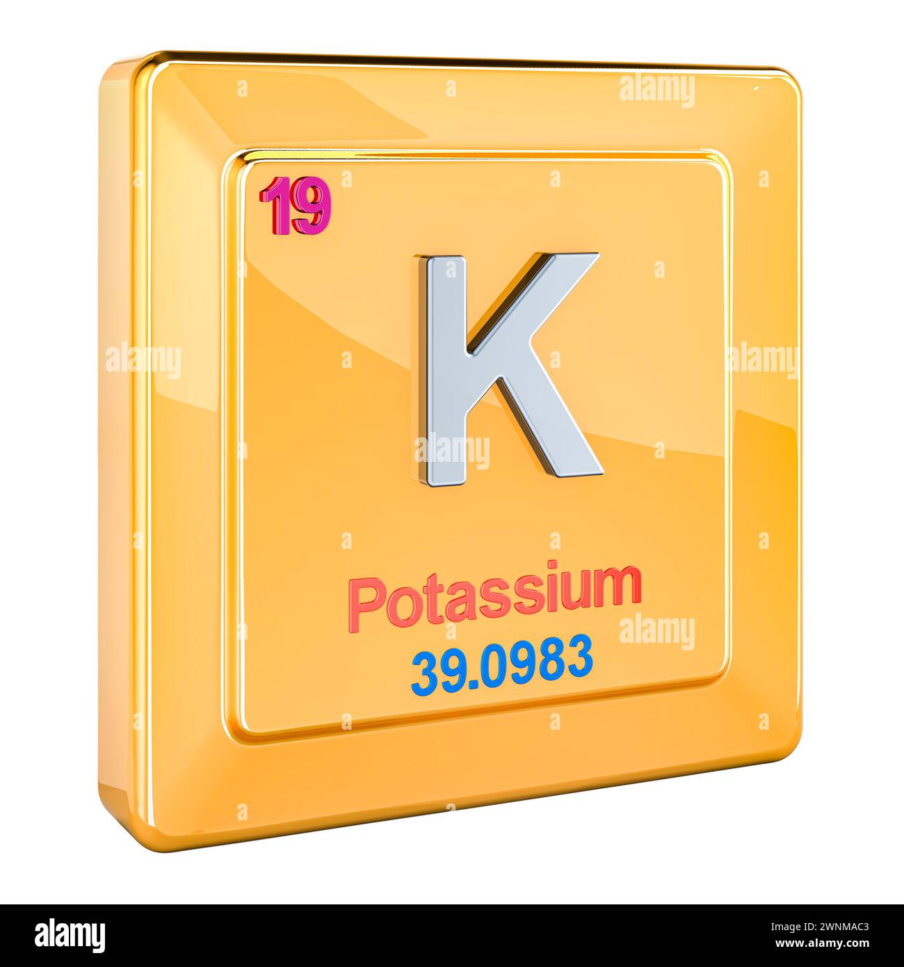Potassium, iron K chemical element sign with number 19 in periodic ...