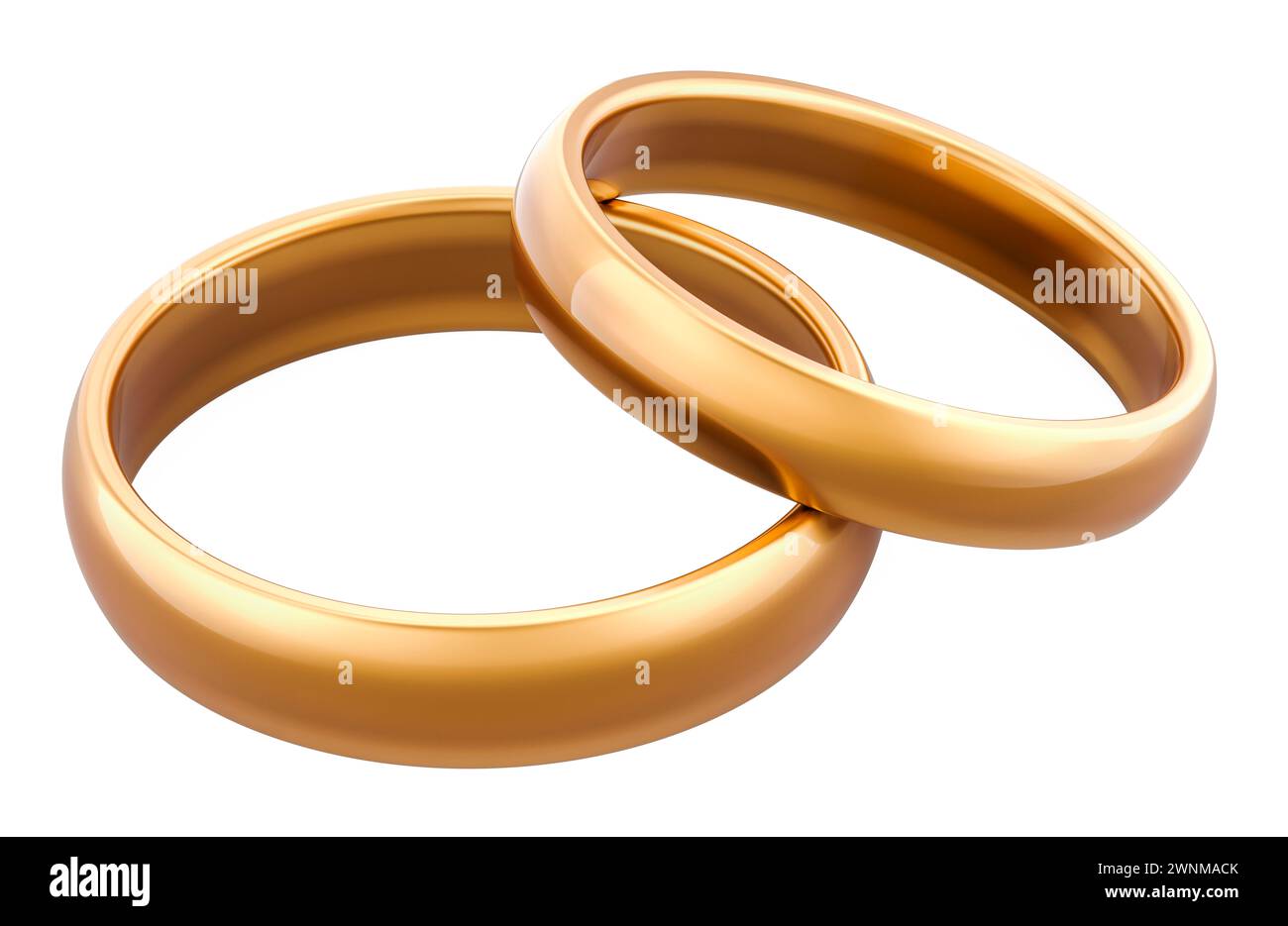 Wedding rings his and hers matching set, 3D rendering isolated on white ...