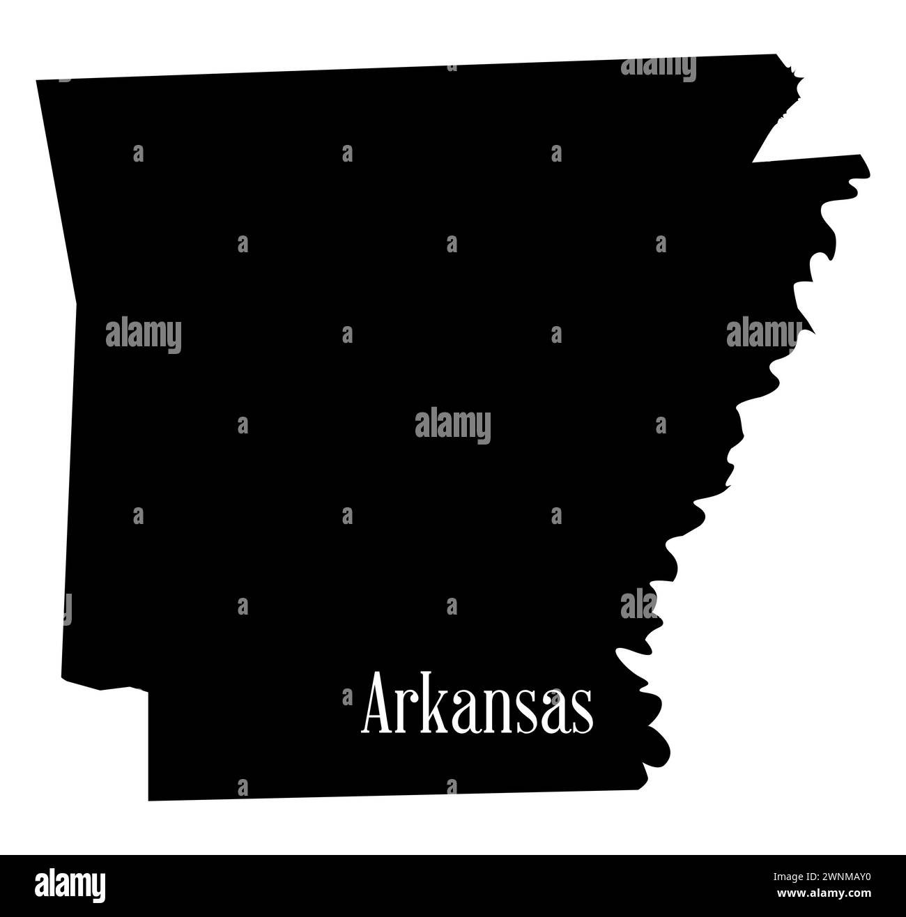 State map silhouette outline of Arkansas over a white background Stock ...