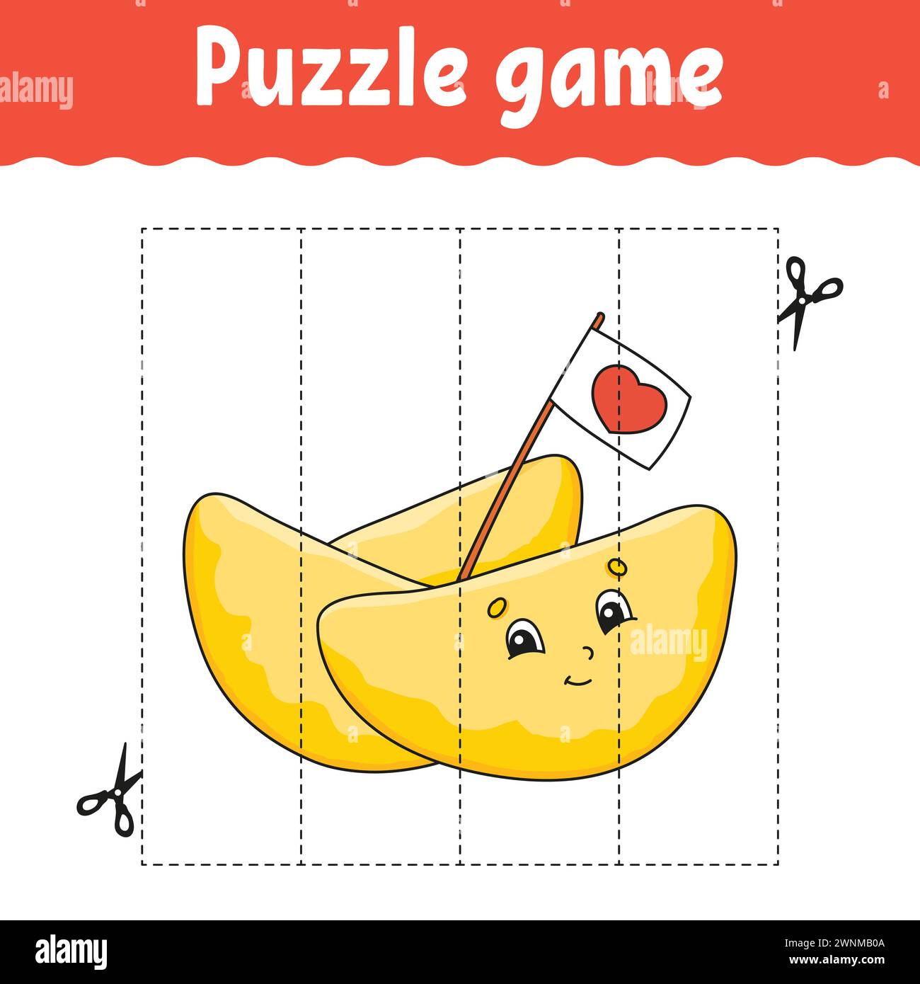 Puzzle game for kids. Cutting practice. Education developing worksheet ...