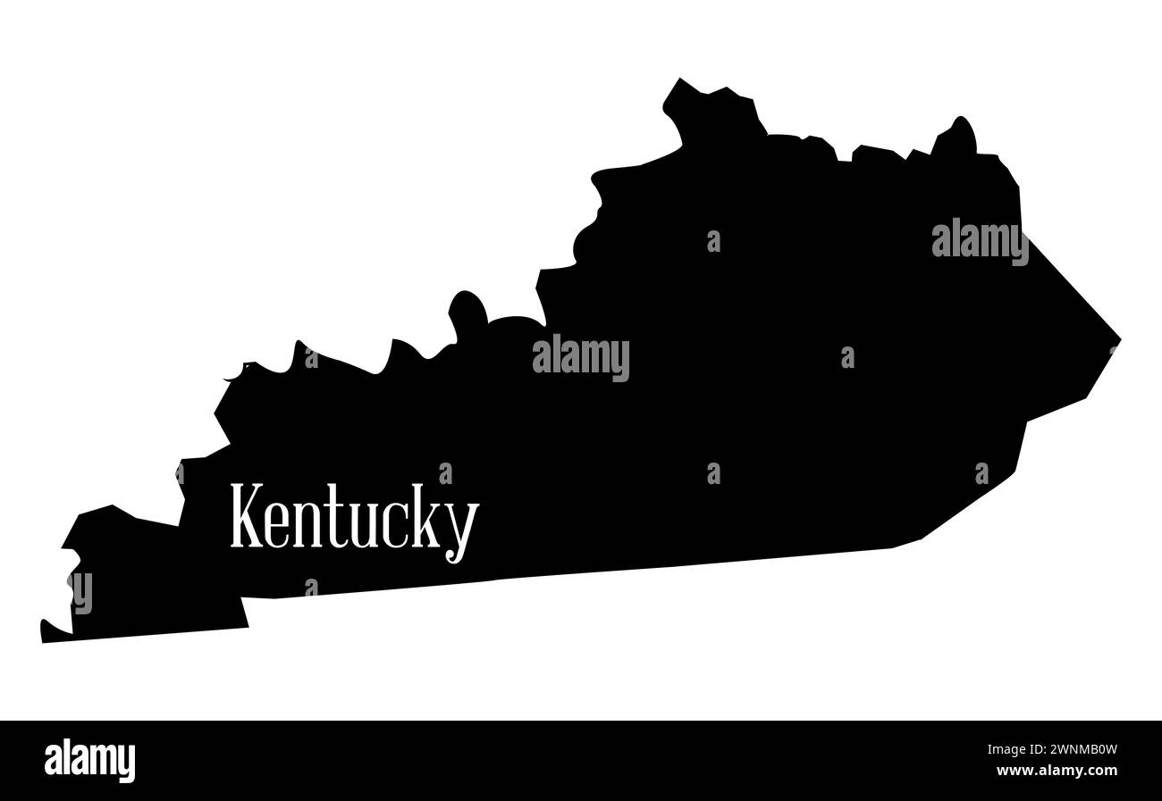 State silhouette map outline of Kentucky over a white background Stock ...