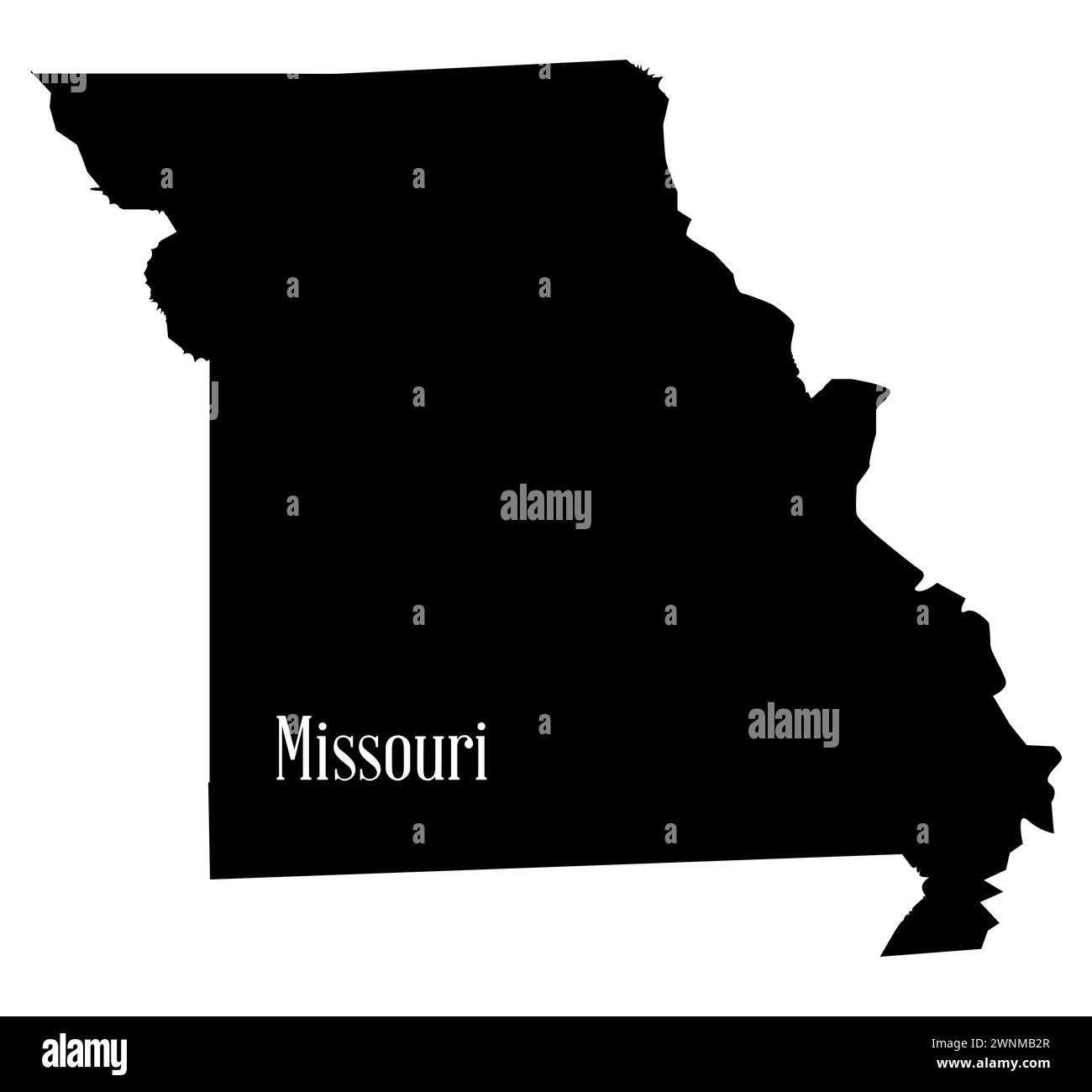 Outline silhouette map of the state of Missouri Stock Photo - Alamy