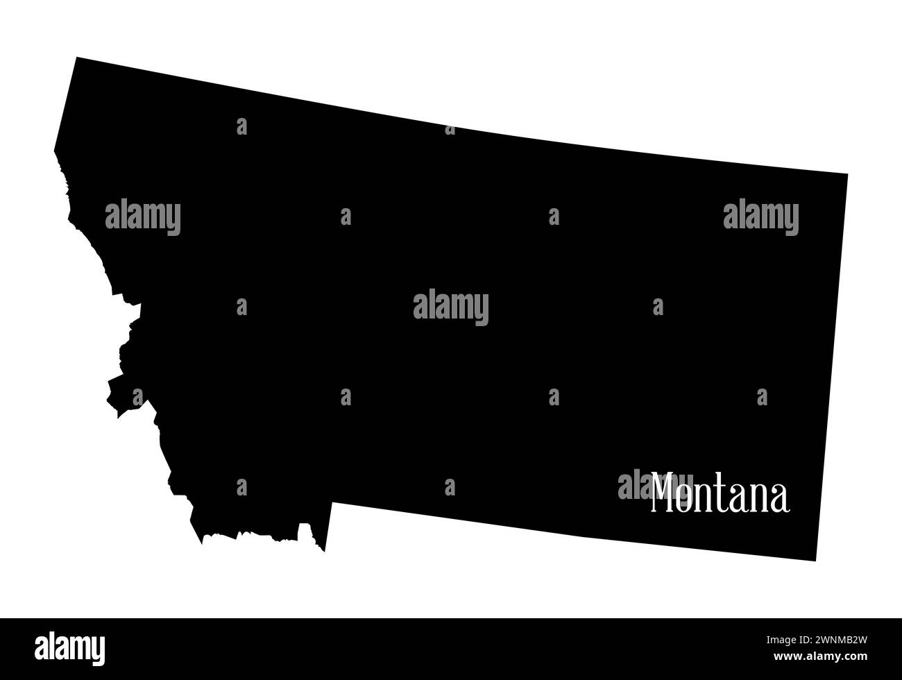 Outline silhouette map of the state of Montana isolated on a white ...
