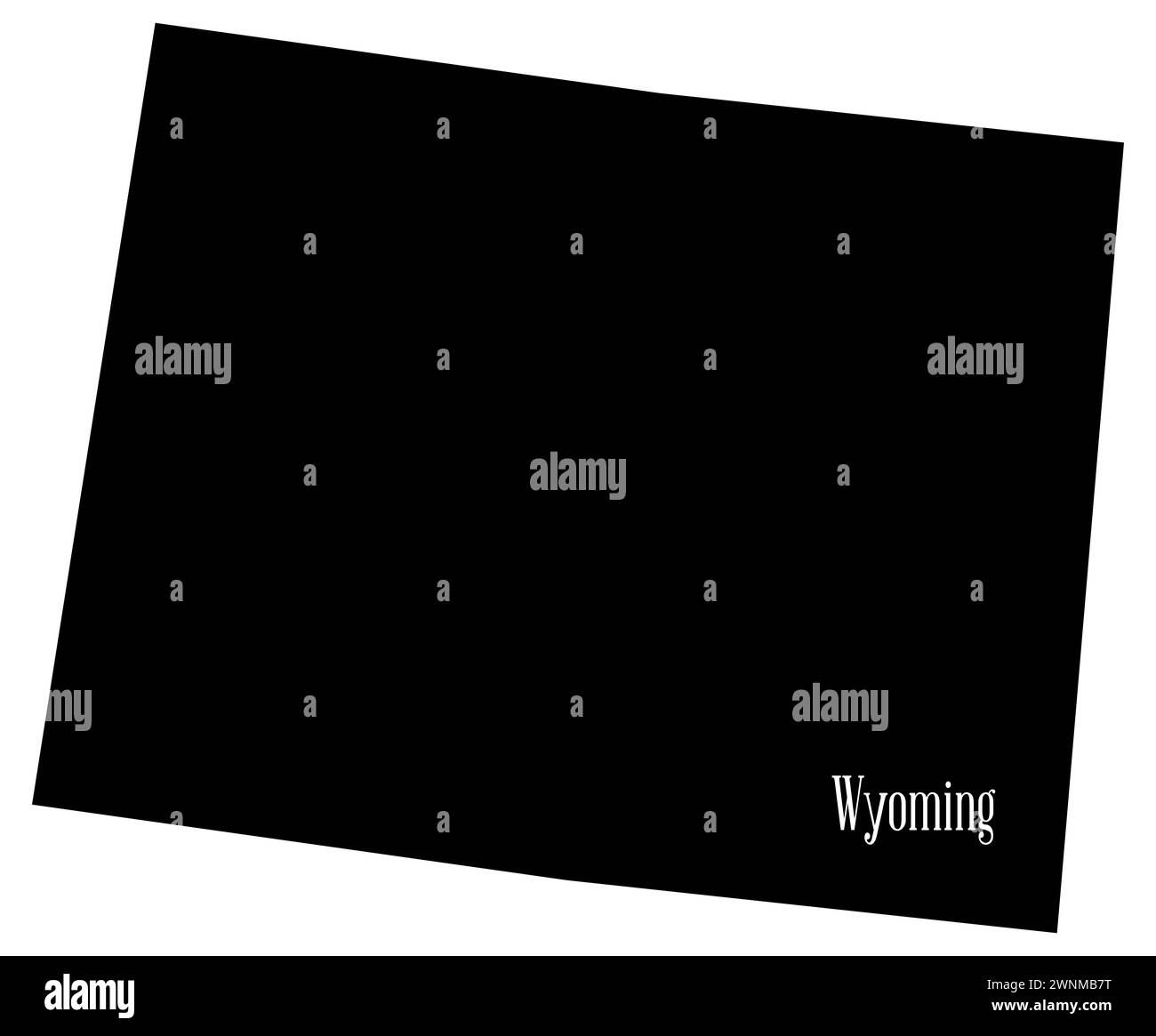 Outline silhouette map of the state of Wyoming isolated on a white ...