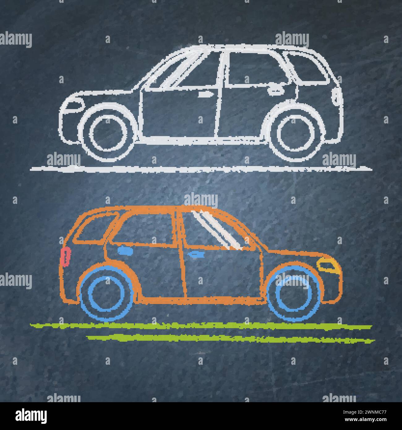 Vector chalk sketches of car on blackboard Stock Vector Image & Art - Alamy