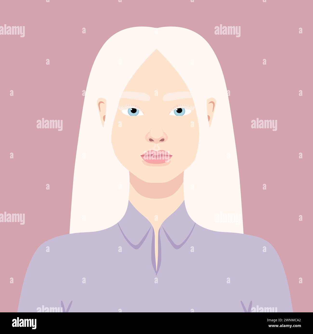 Beautiful Albino woman portrait. Avatar of a young female with albinism ...