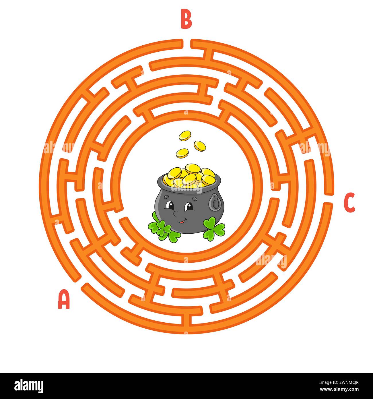 Circle maze. Game for kids. Puzzle for children. Round labyrinth ...