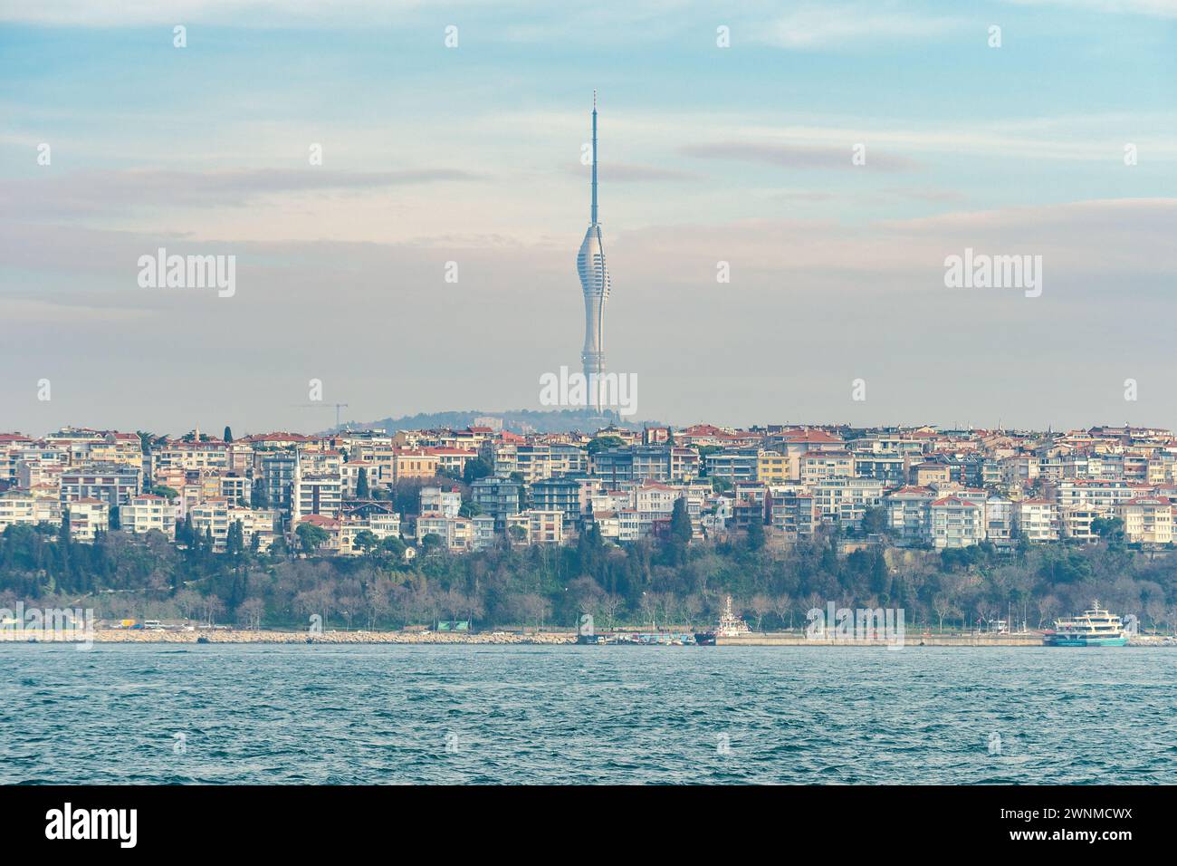 Landscape of Istanbul city with New Kucuk Camlica TV Radio Tower, a ...