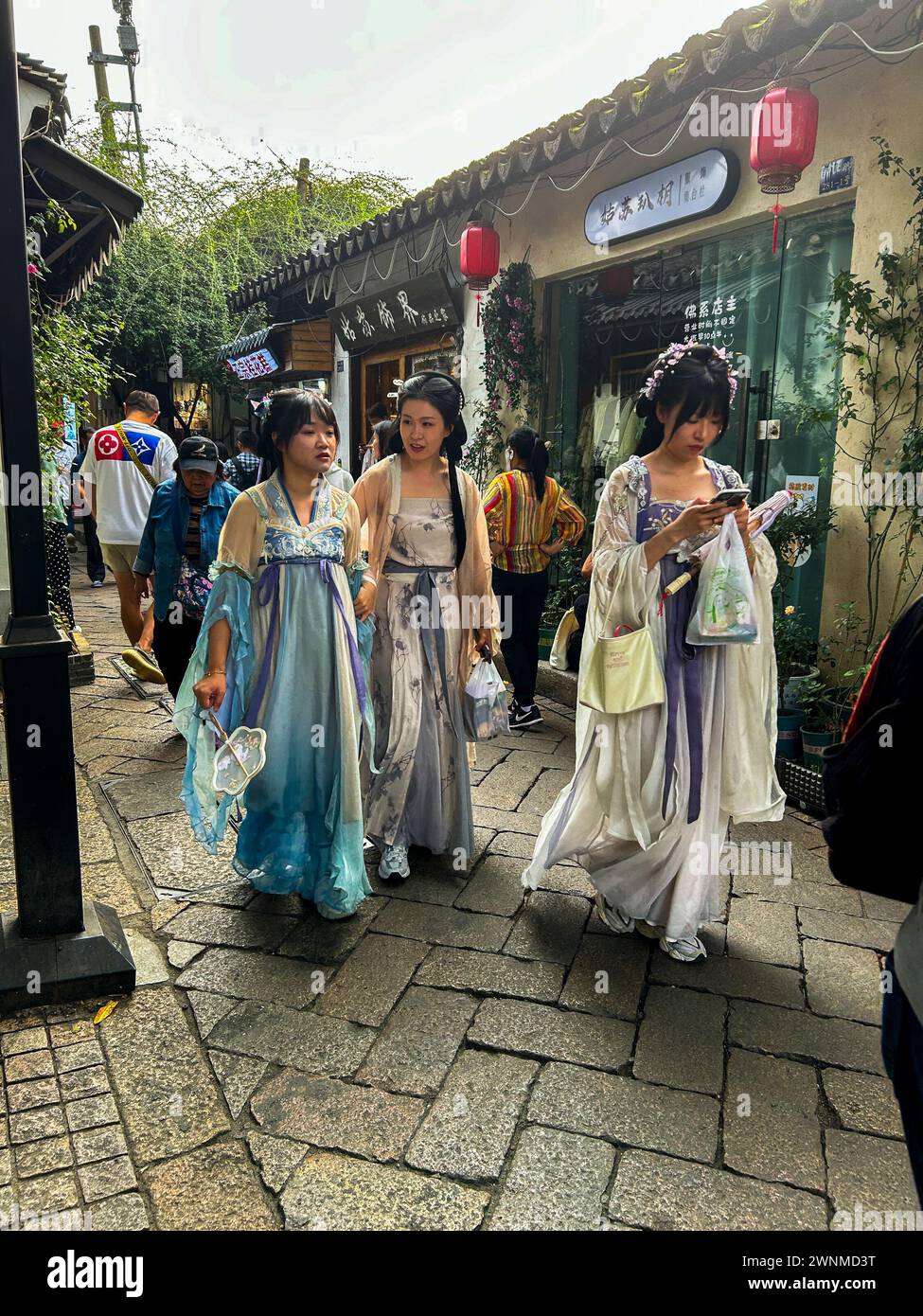 Suzhou, China, Group People, Chinese Tourists, Street Scenes, Old Town ...
